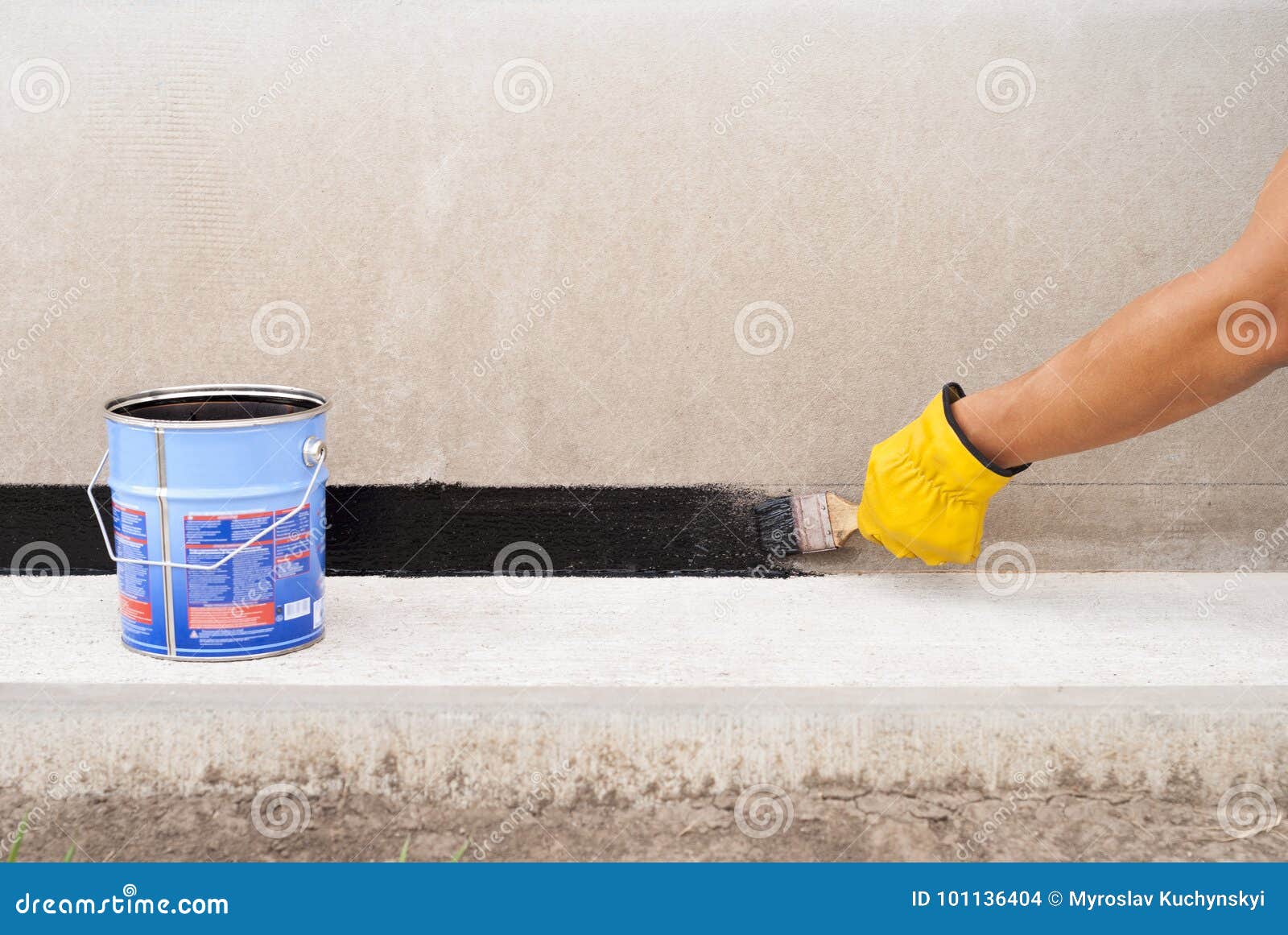 Bitumen Waterproofing of the Foundation Stock Photo - Image of bitumen ...