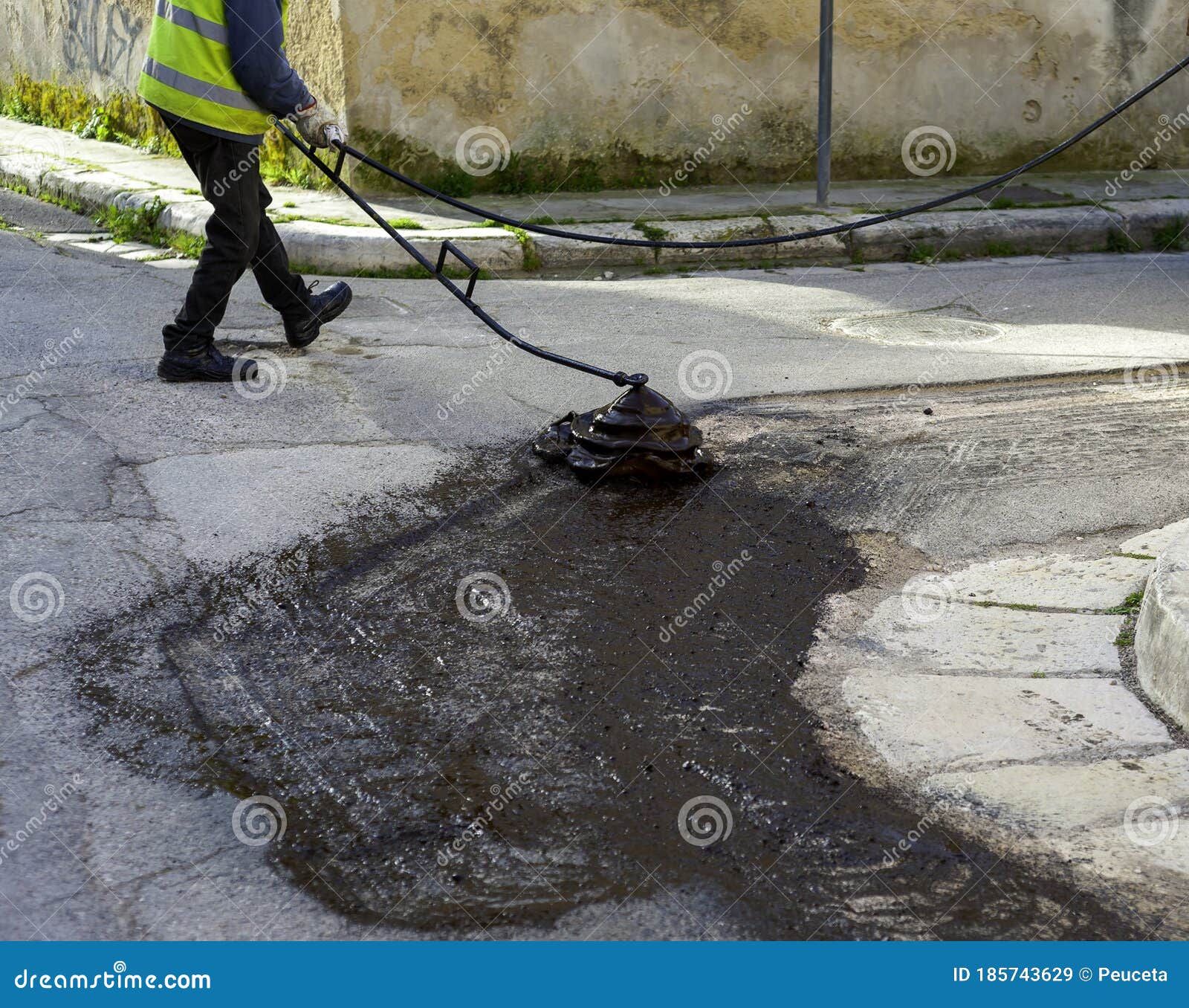Bituminous Emulsion Sprayed on the Surface Stock Image - Image of ...