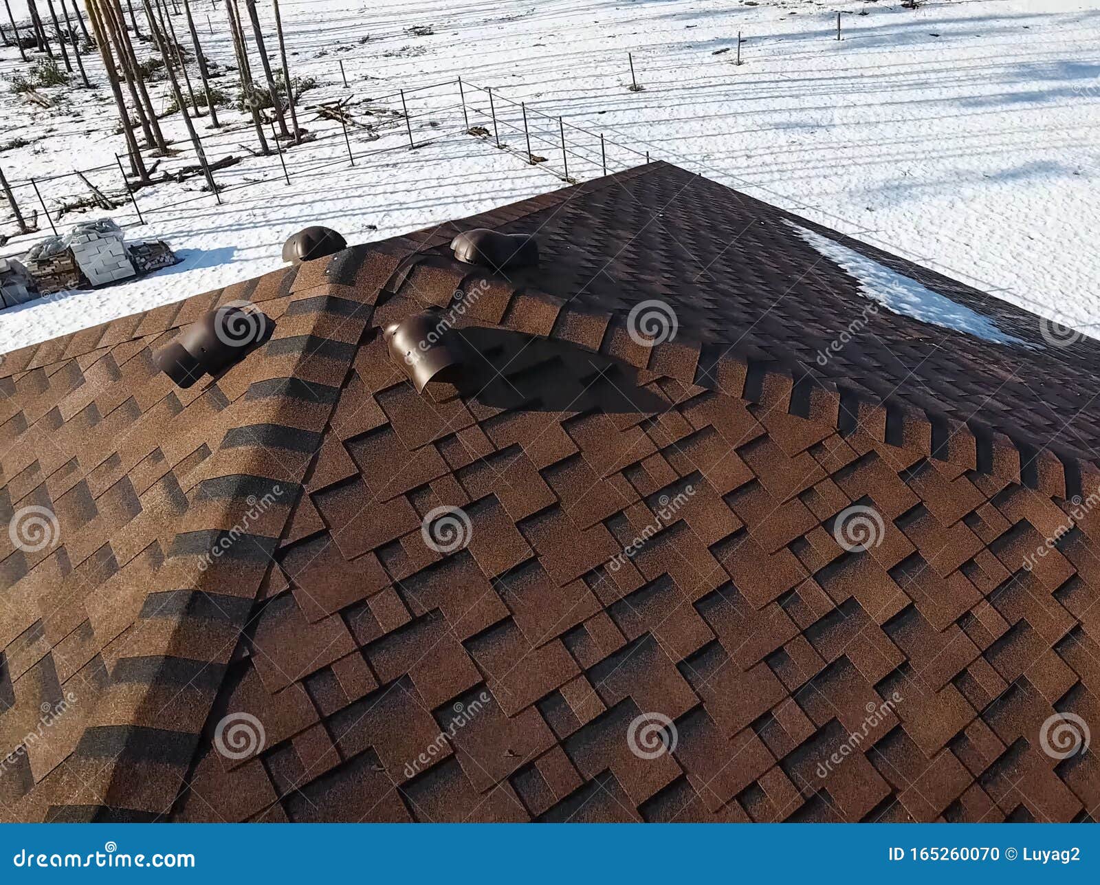 Bituminous Tile for a Roof. House with a Roof from a Bituminous Stock ...