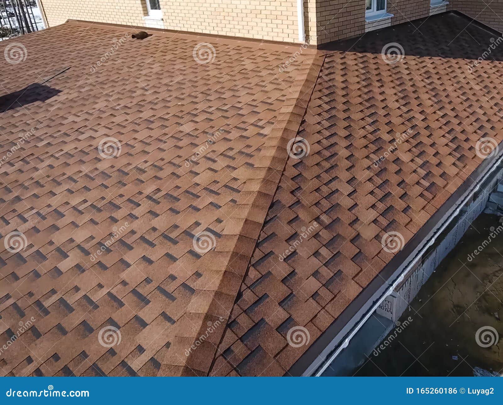 Bituminous Tile for a Roof. House with a Roof from a Bituminous ...