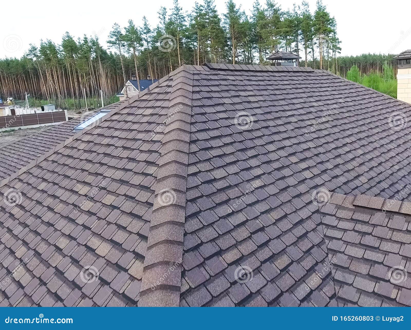 Bituminous Tile for a Roof. House with a Roof from a Bituminous Stock ...