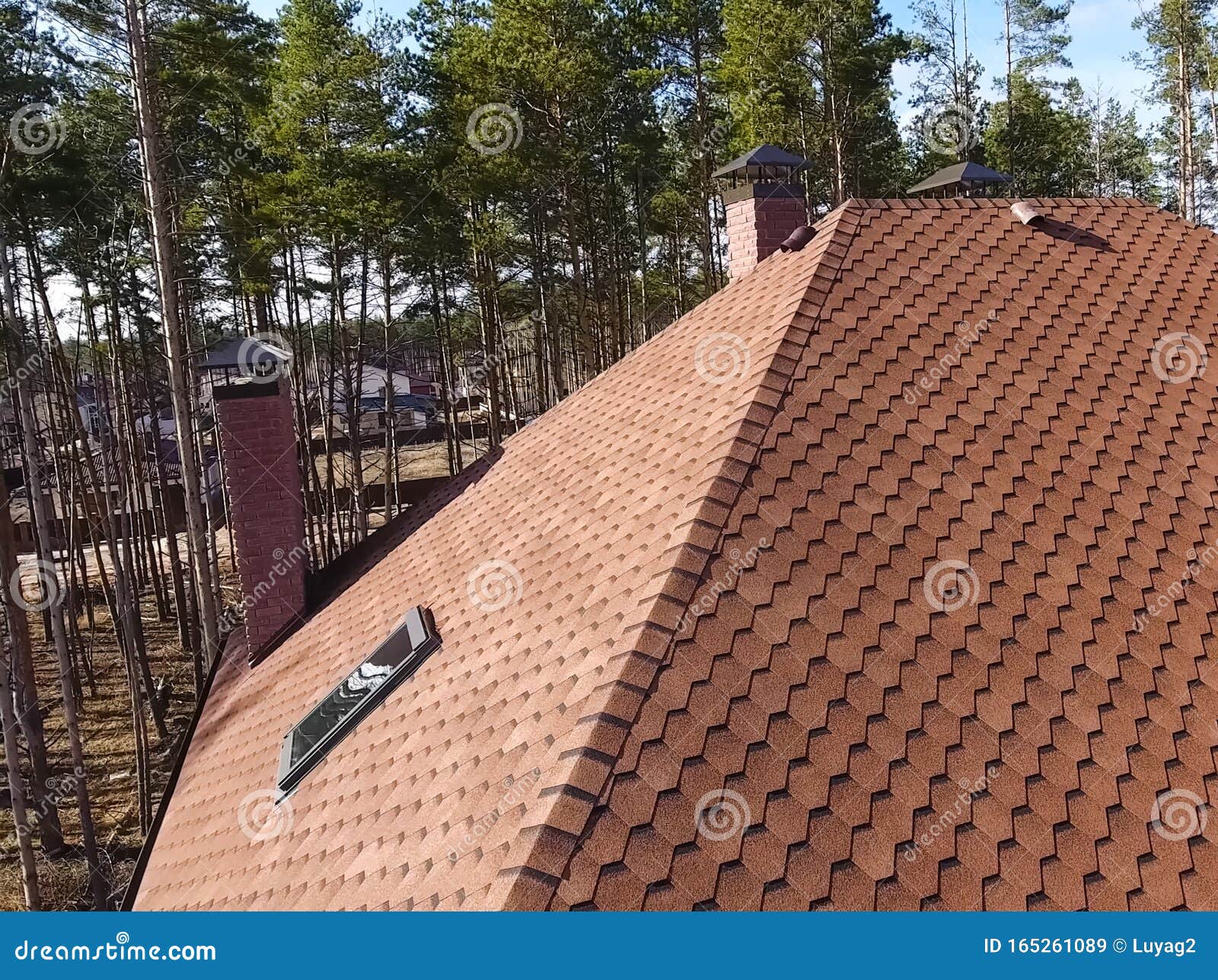 Bituminous Tile for a Roof. House with a Roof from a Bituminous Stock ...