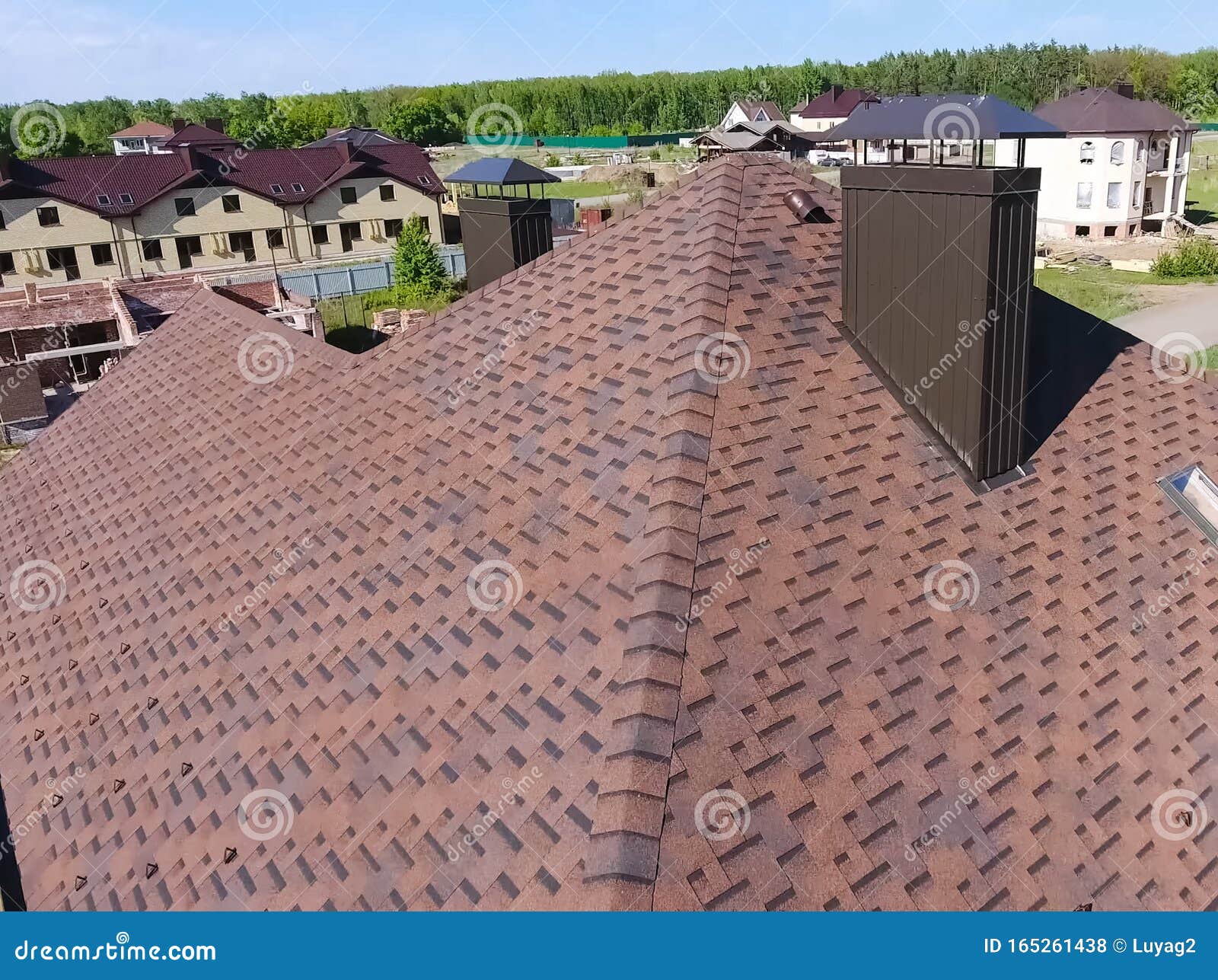 Bituminous Tile for a Roof. House with a Roof from a Bituminous Stock ...