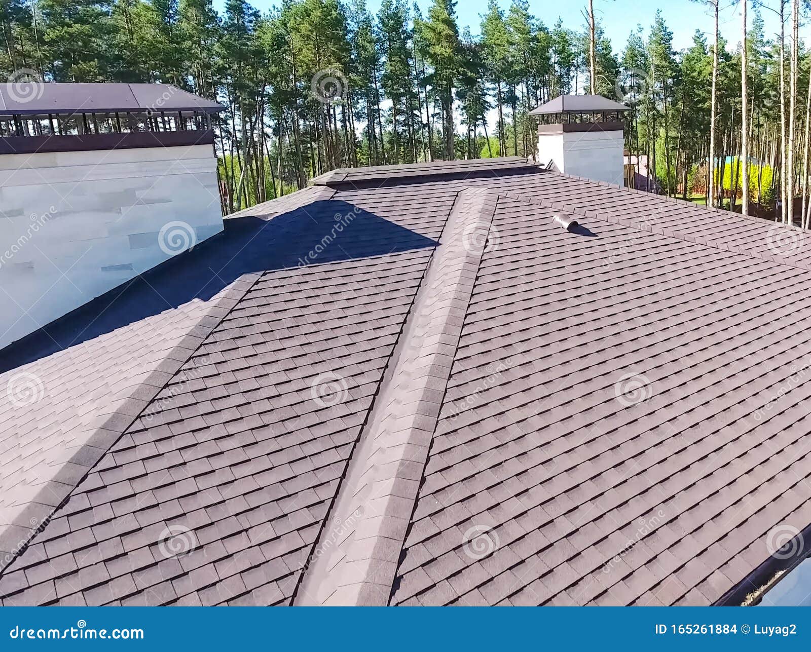 Bituminous Tile for a Roof. House with a Roof from a Bituminous Stock ...