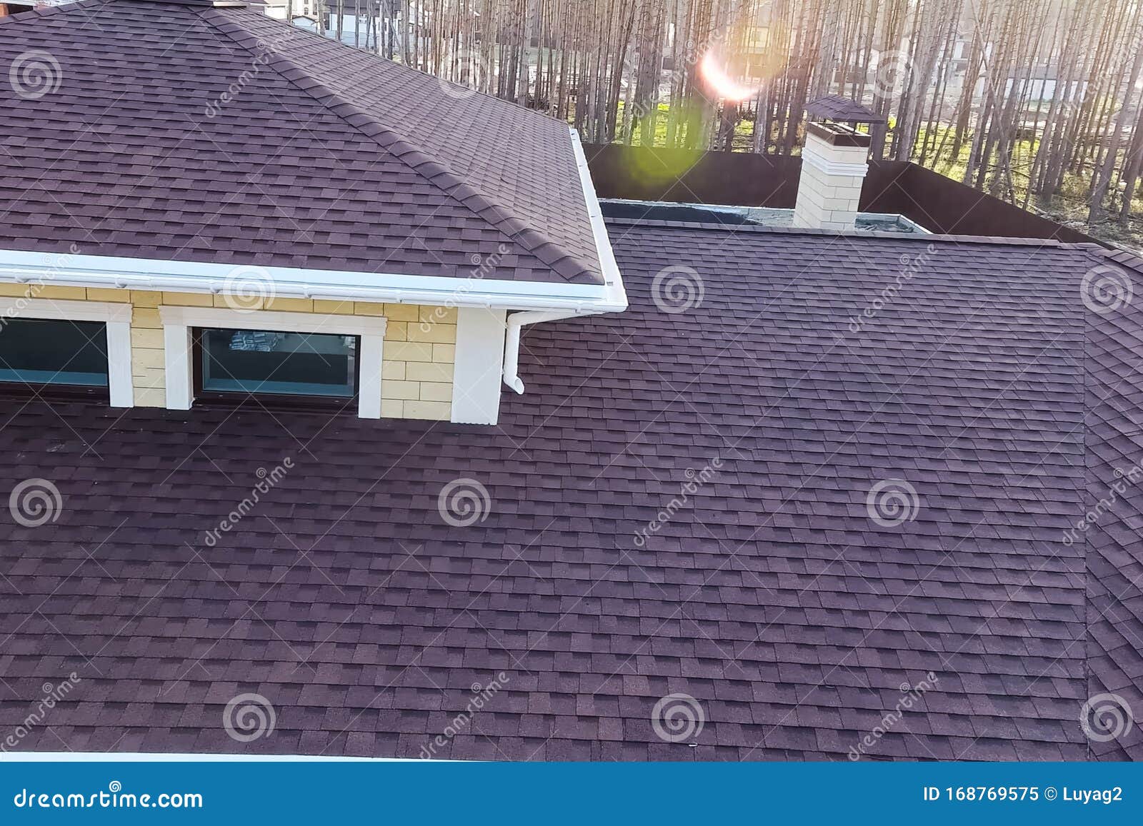 Bituminous Tile for a Roof. House with a Roof from a Bituminous Stock ...