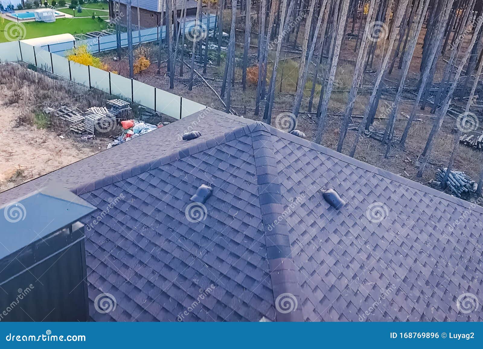 Bituminous Tile for a Roof. House with a Roof from a Bituminous Stock ...