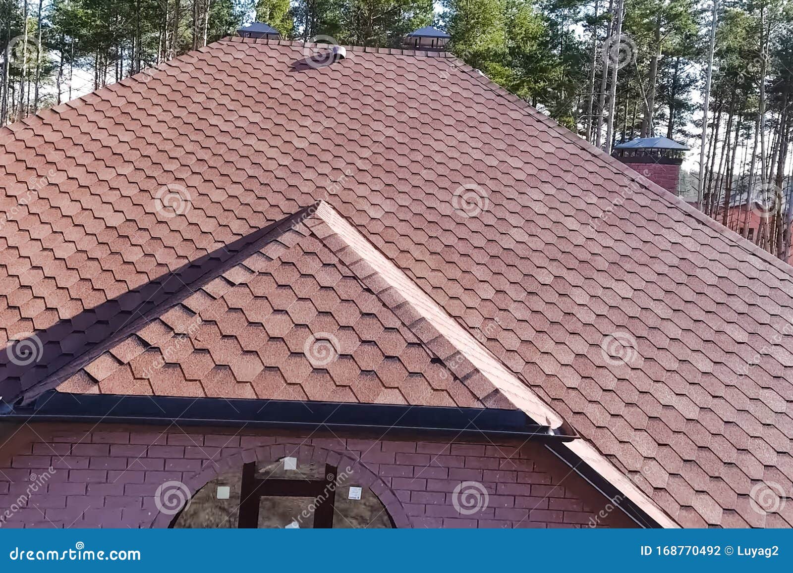 Bituminous Tile for a Roof. House with a Roof from a Bituminous Stock ...