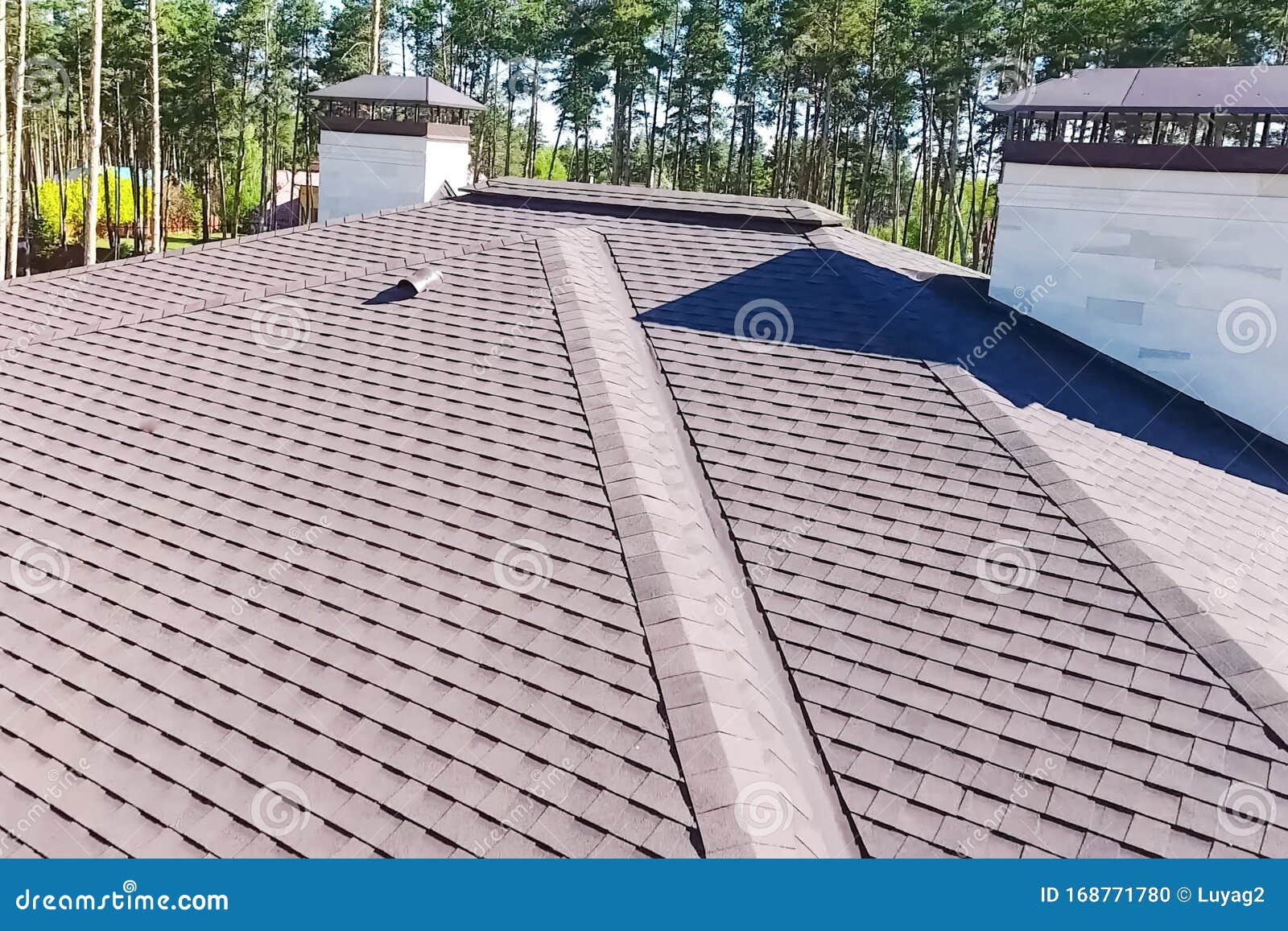 Bituminous Tile for a Roof. House with a Roof from a Bituminous Stock ...