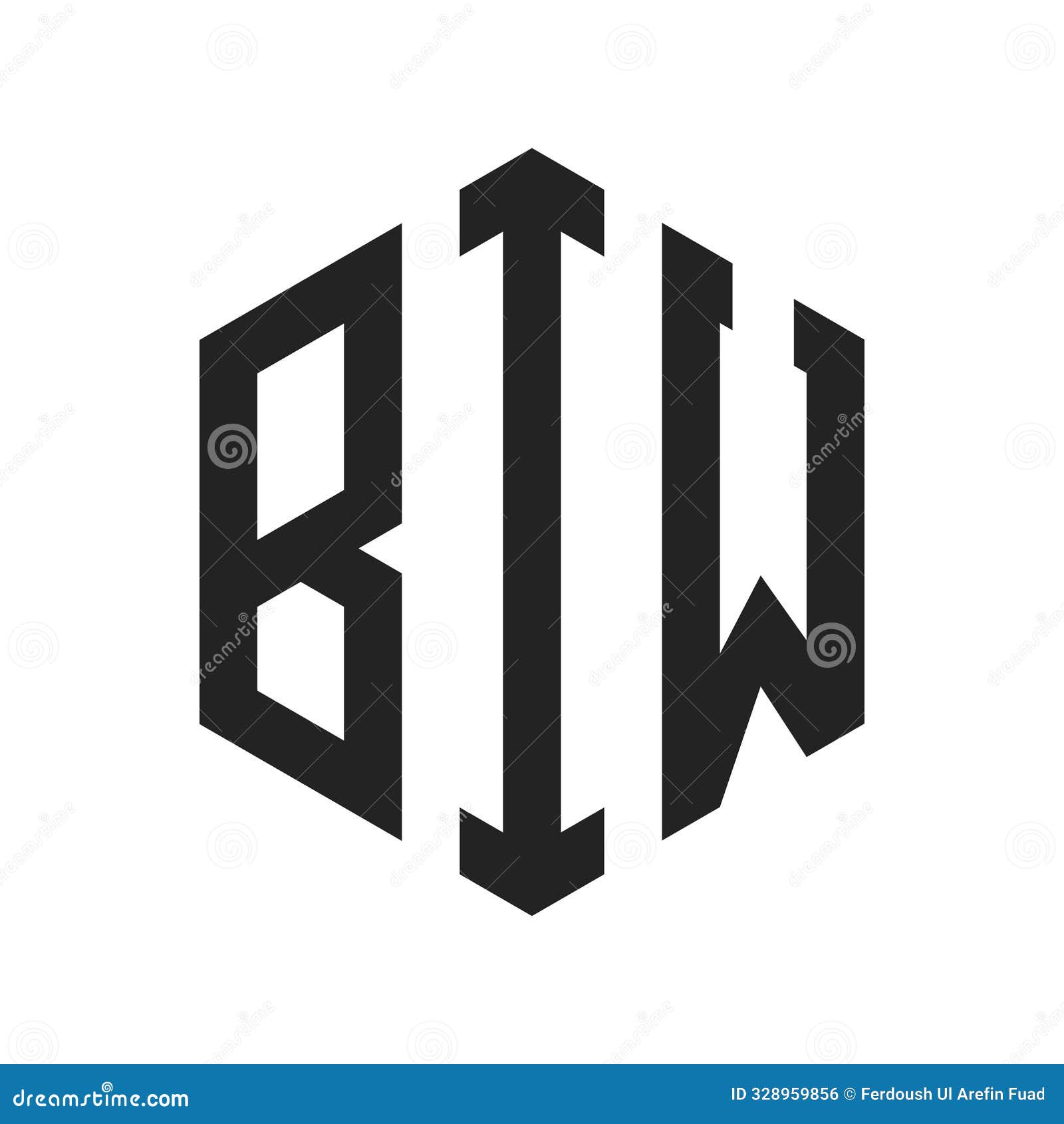 BIW Logo Design. Initial Letter BIW Monogram Logo Using Hexagon Shape ...