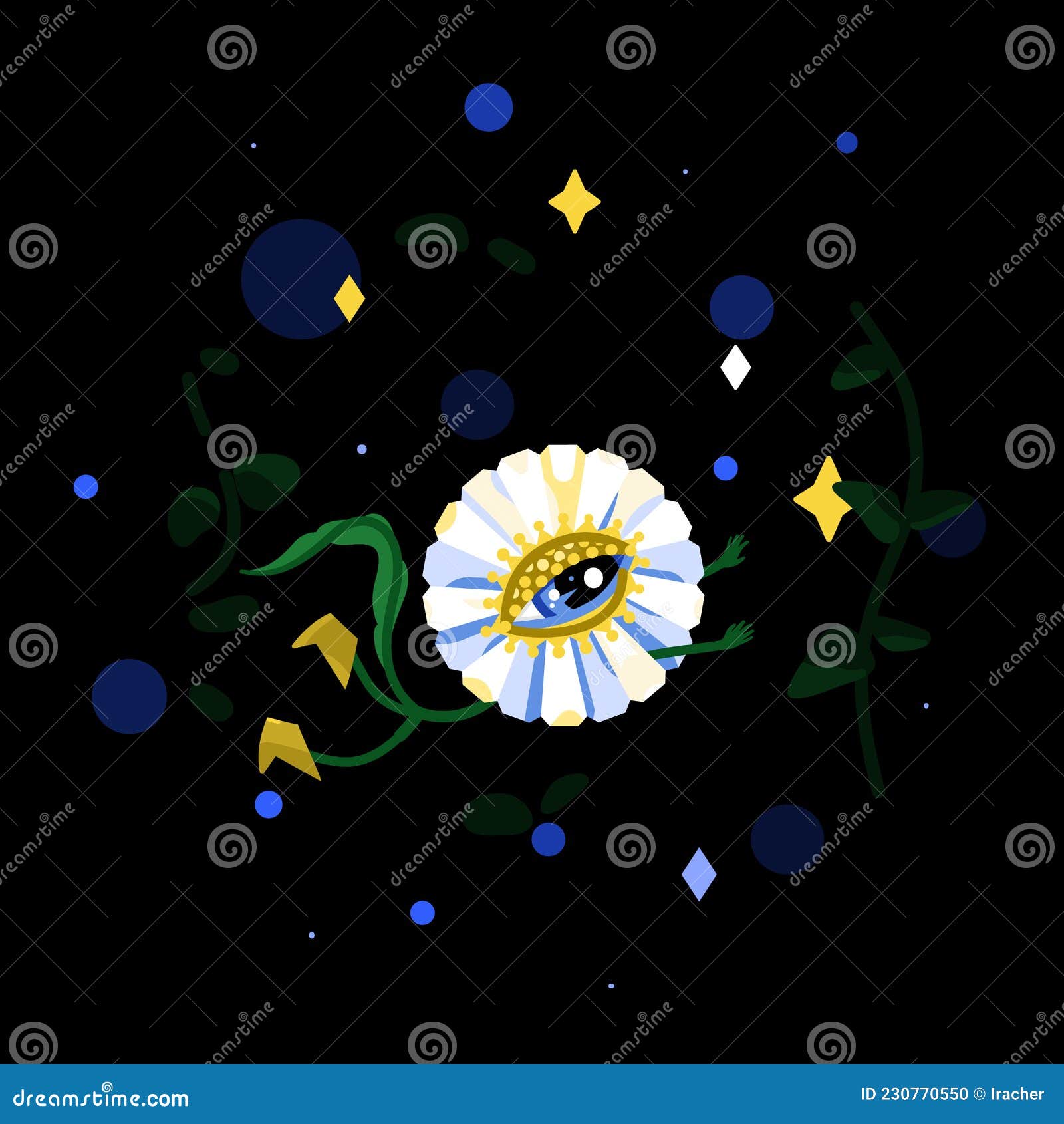 Bizarre Chamomile Flower Pixie. Humanoid Cute Characters Stock Vector ...