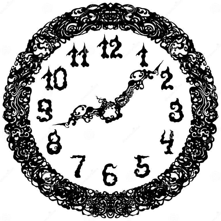 Bizarre clock face stock vector. Illustration of numeral - 240743482