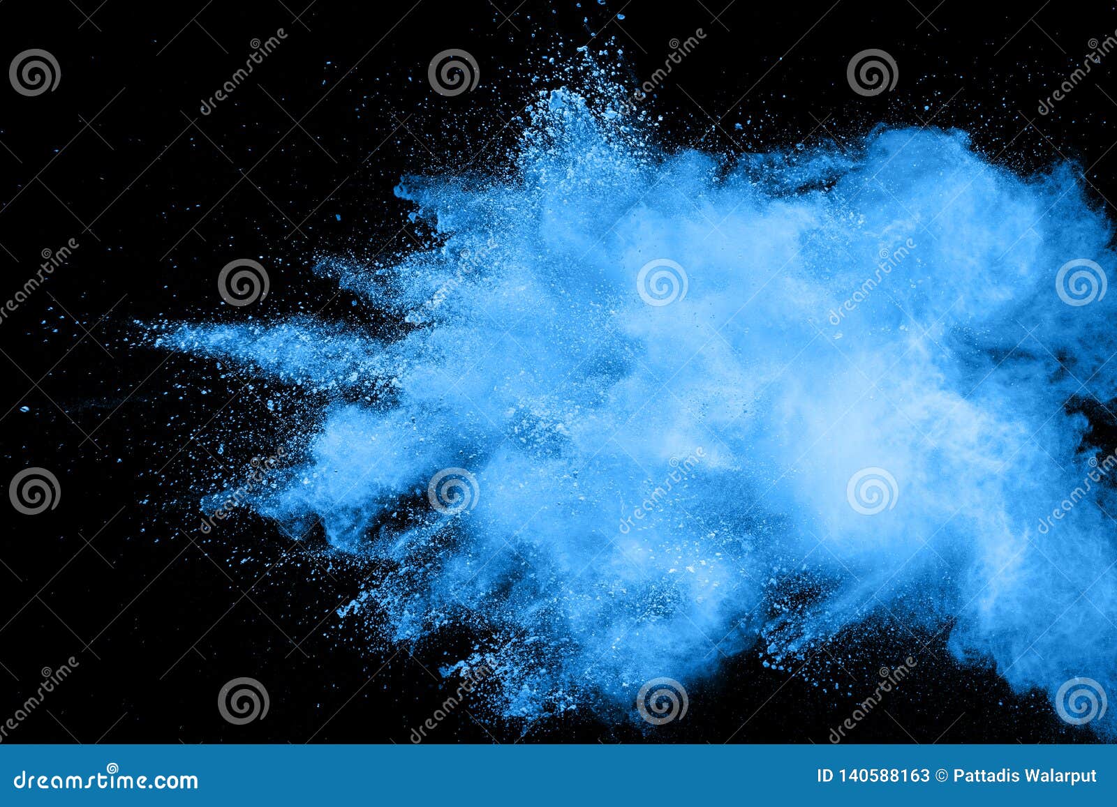 Bizarre Forms of Blue Powder Explode Cloud on Background. Launched Blue ...