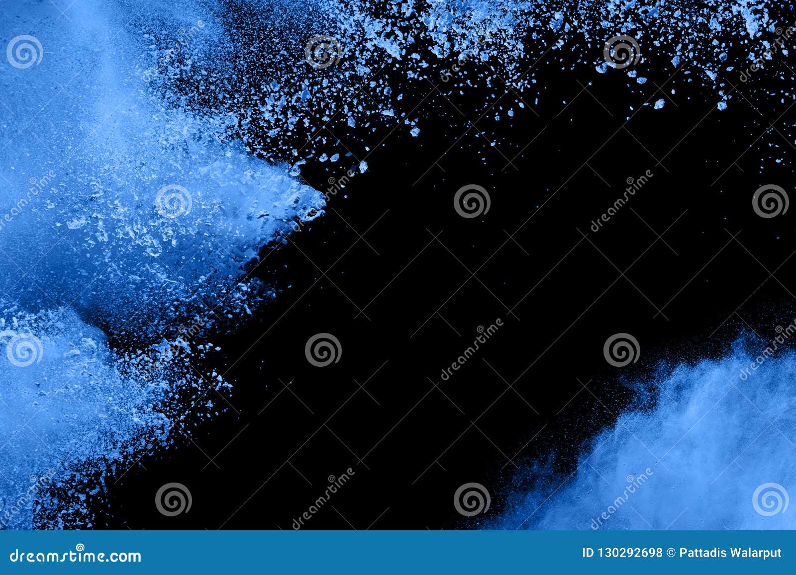 Bizarre Forms Of Blue Powder Explode Cloud On Black Background Royalty ...