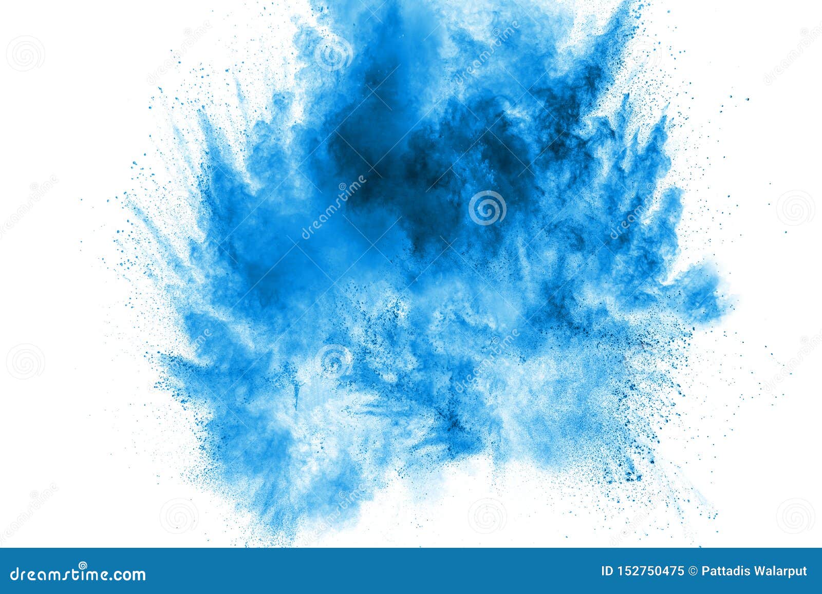 Bizarre Forms of Blue Powder Explode Cloud on White Background ...