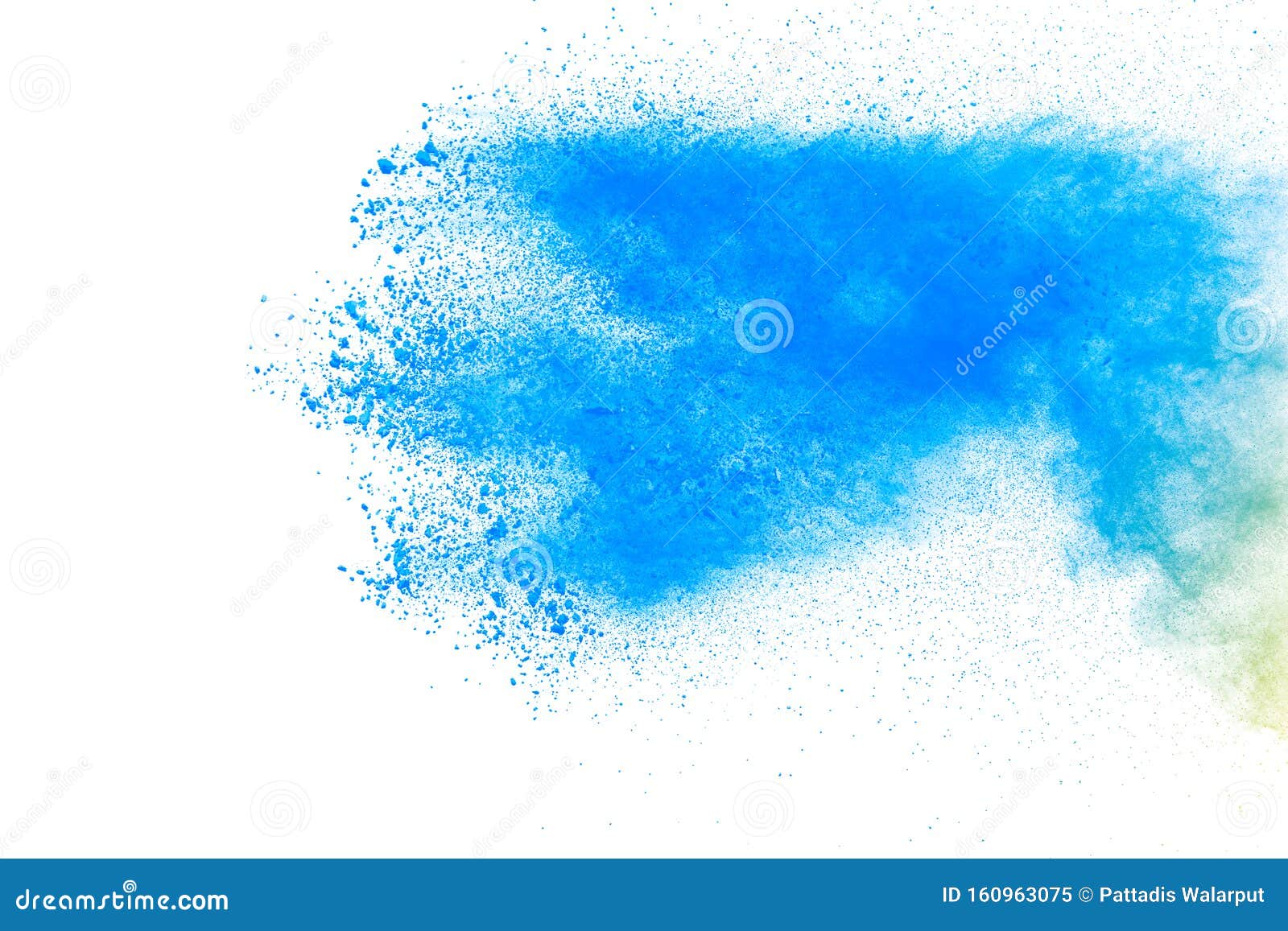 Bizarre Forms of Blue Powder Explode Cloud on White Background ...