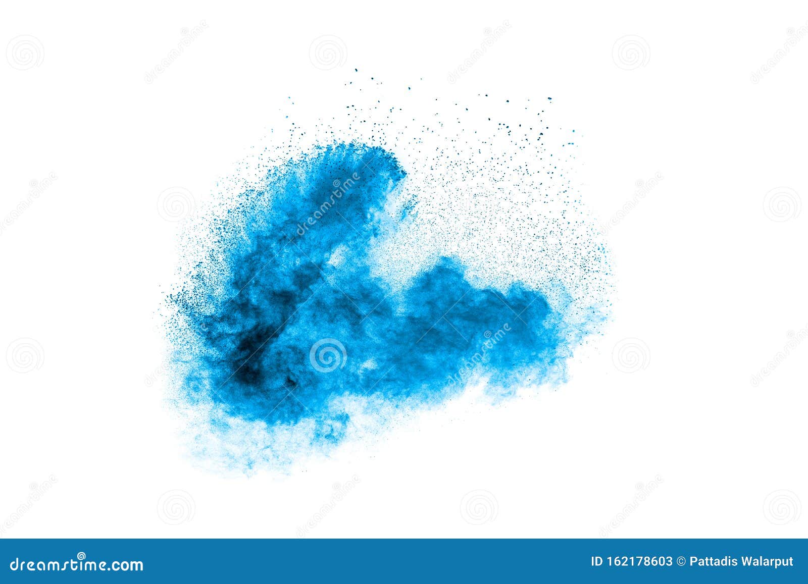 Bizarre Forms of Blue Powder Explode Cloud on White Background ...