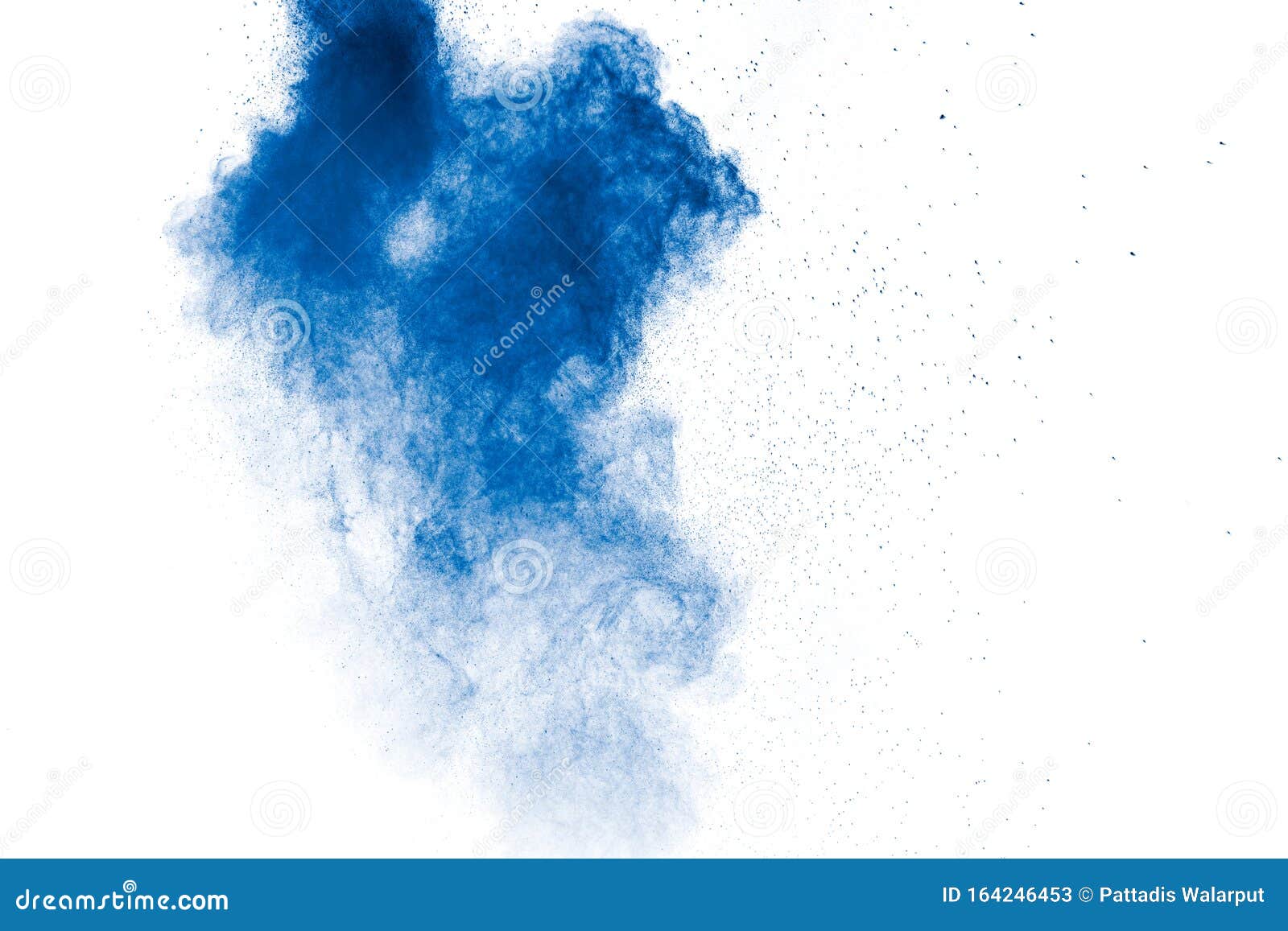 Bizarre Forms of Blue Powder Explode Cloud on White Background ...