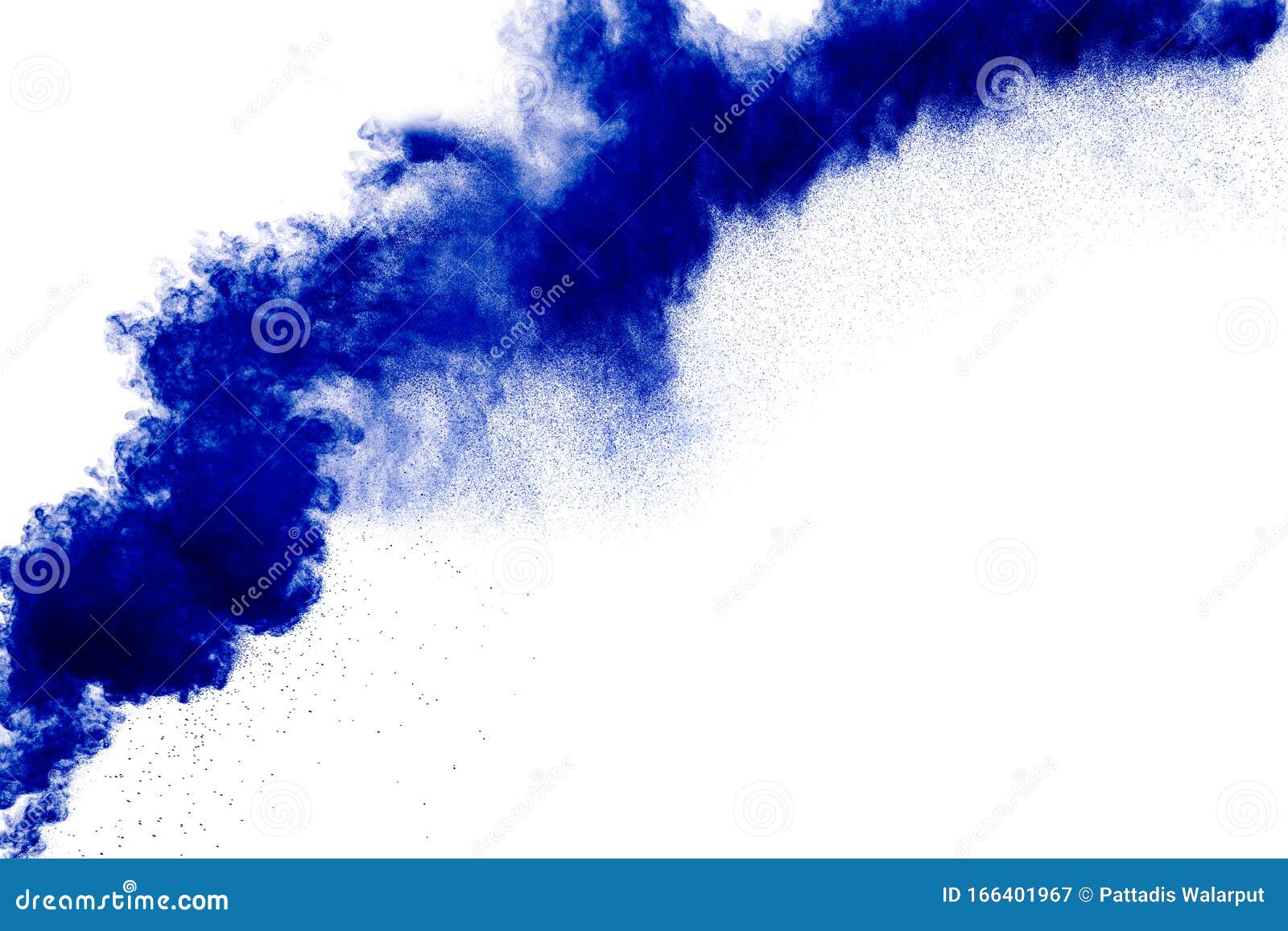 Bizarre Forms of Blue Powder Explode Cloud on White Background ...