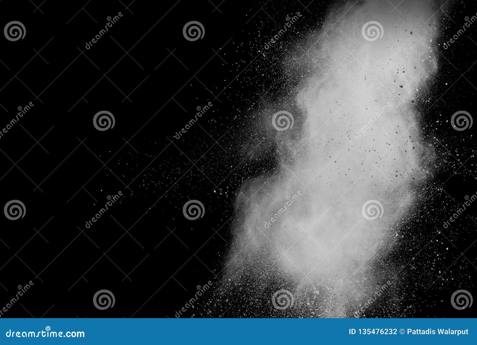 White Dust Particles Splashing on Black Background. Stock Photo - Image ...