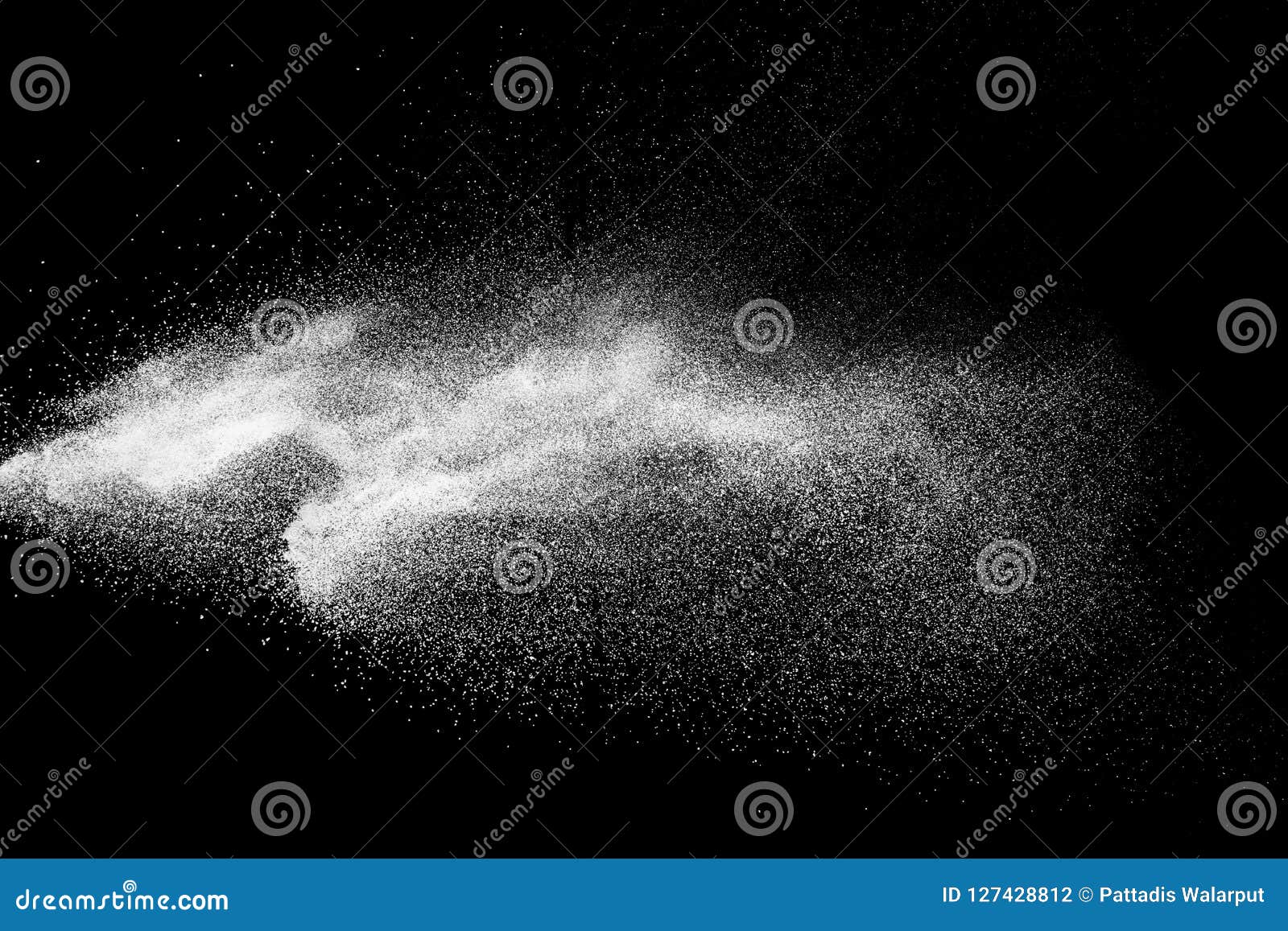Bizarre Forms of White Powder Explosion Cloud Against Black Background ...