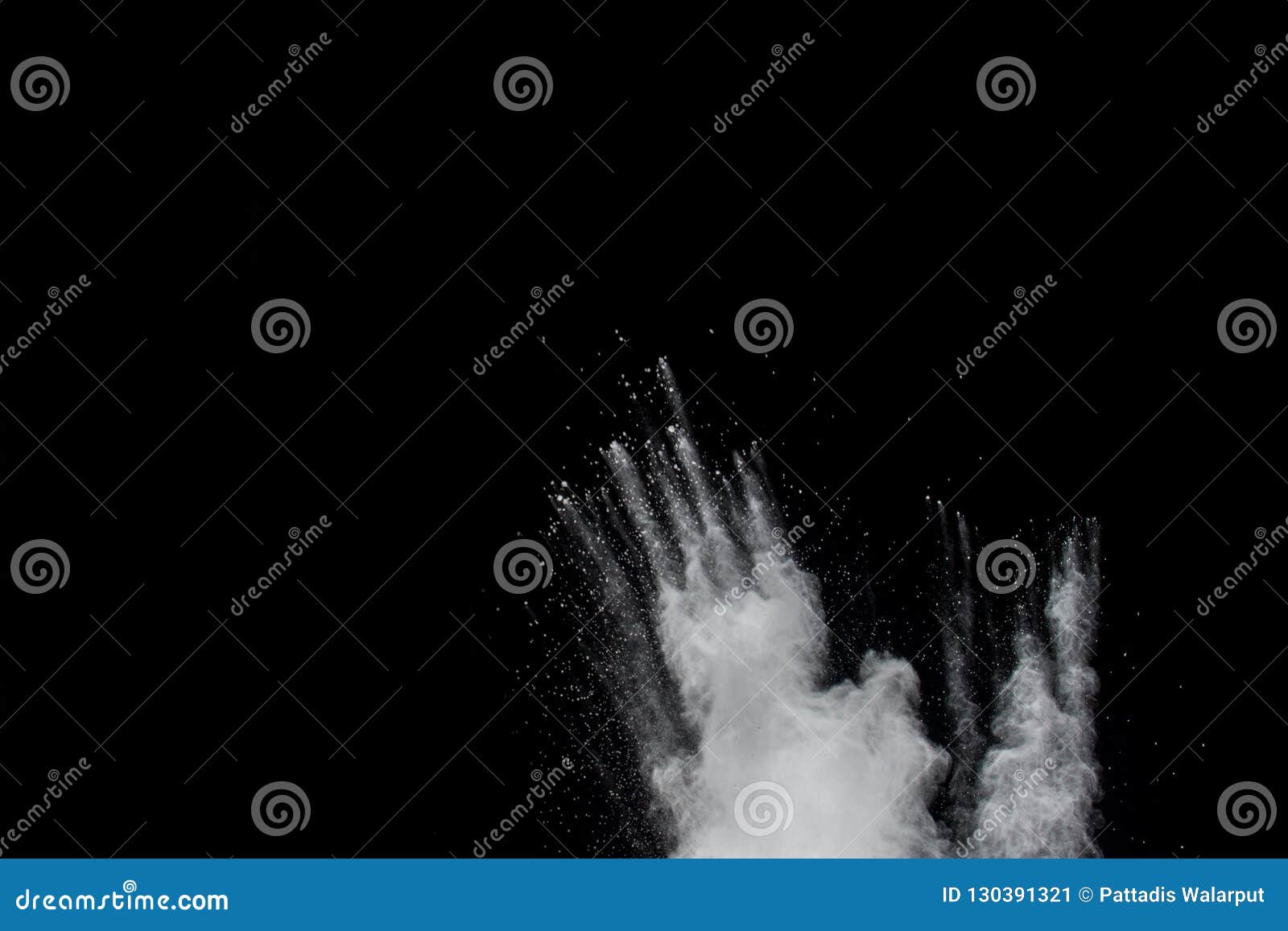 Bizarre Forms of White Powder Explosion Cloud Against Black Background ...