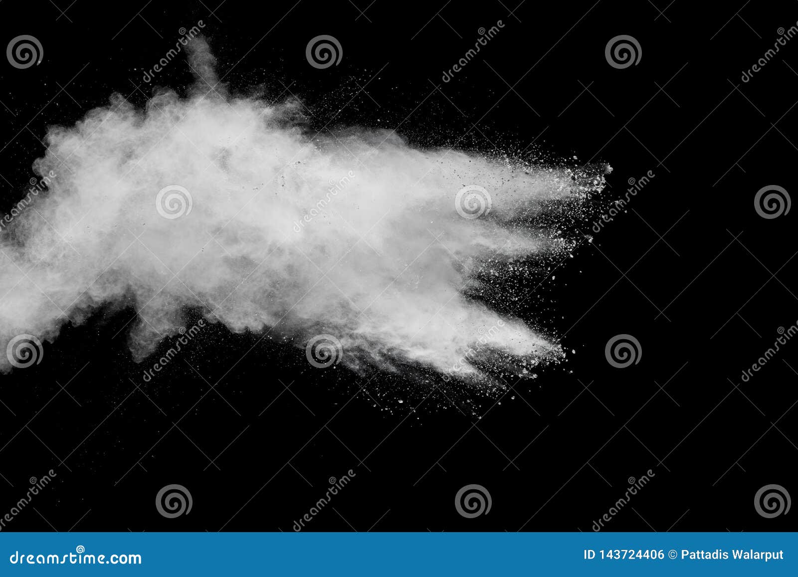 Bizarre Forms of White Powder Explosion Cloud Against Black Background ...