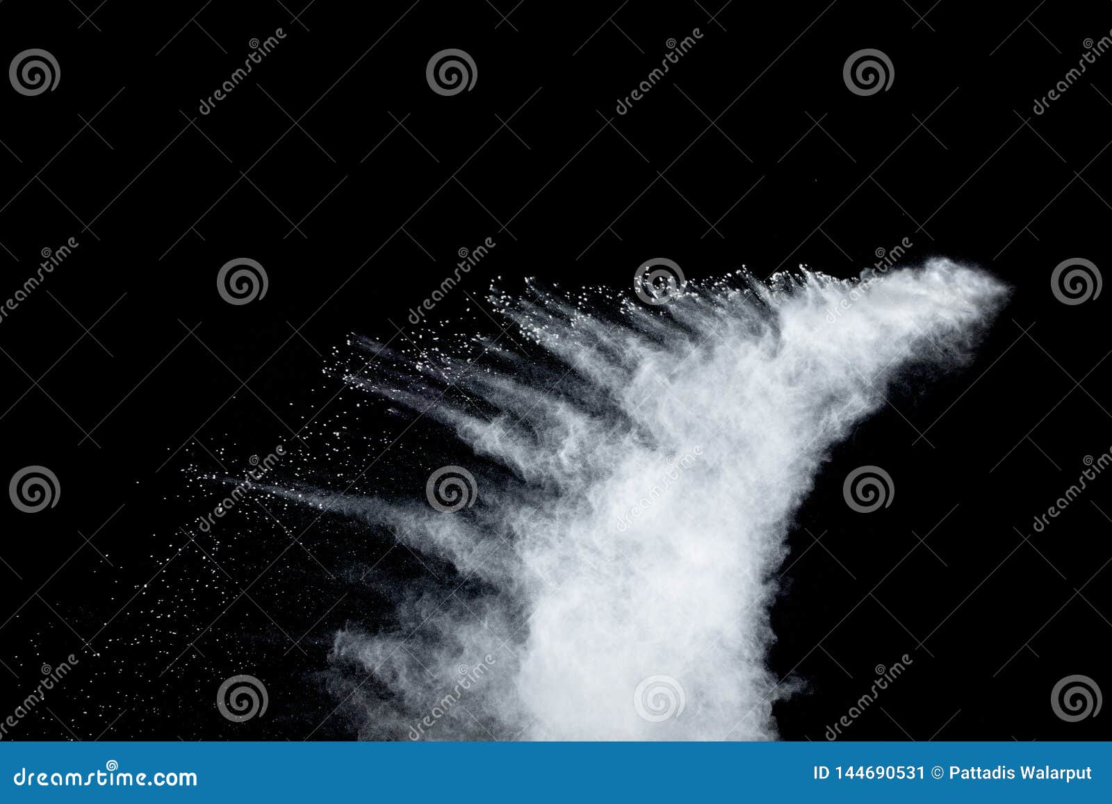 Bizarre Forms of White Powder Explosion Cloud Against Black Background ...