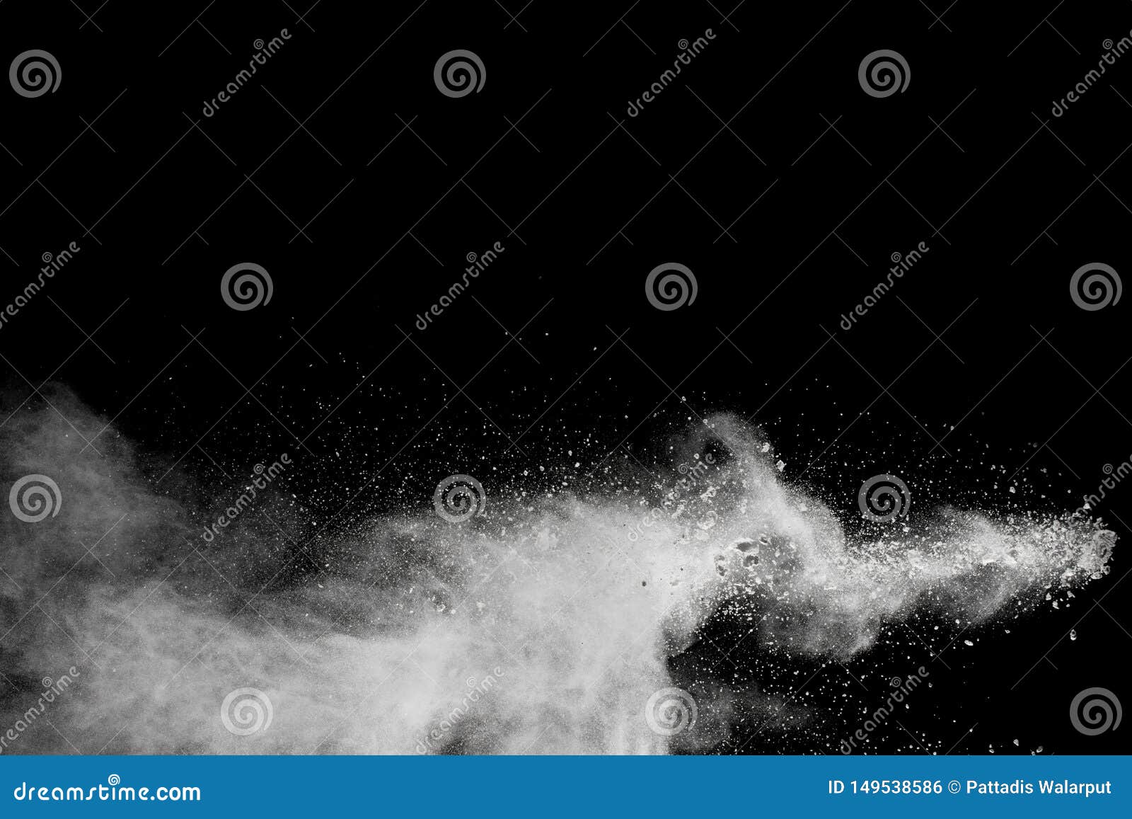 Bizarre Forms of White Powder Explosion Cloud Against Black Background ...