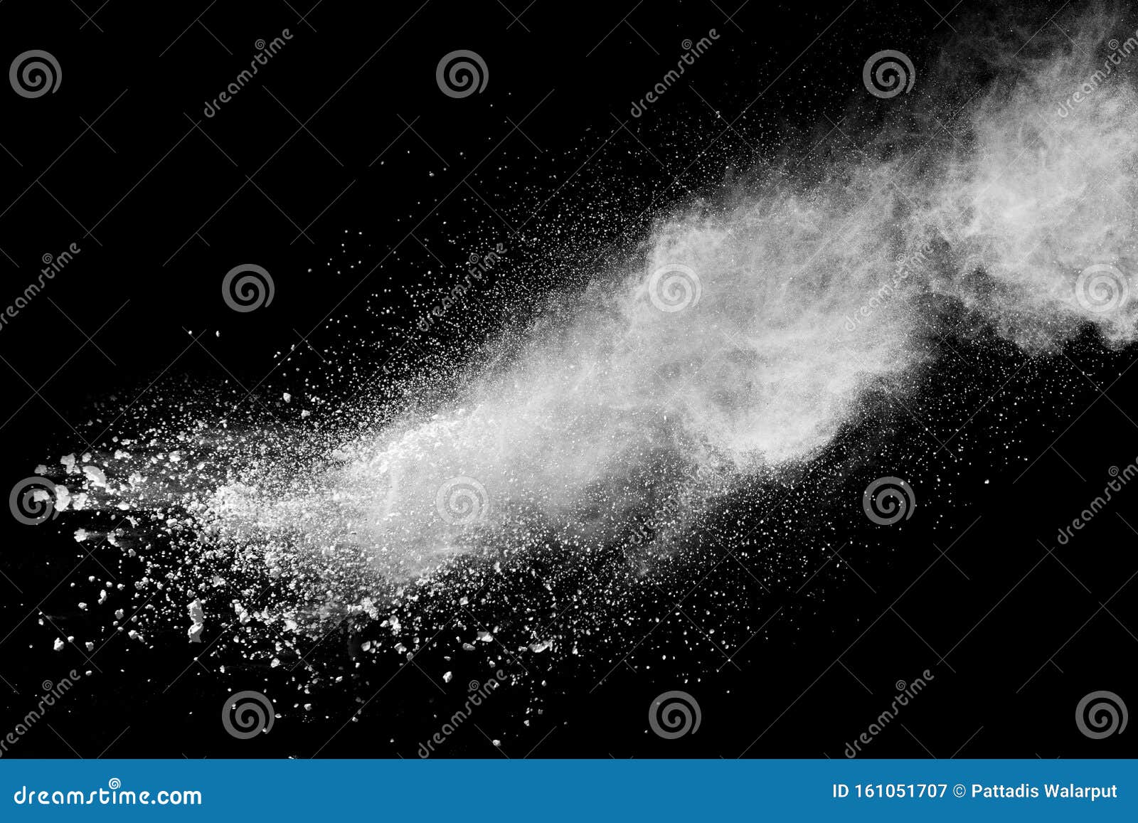 Bizarre Forms Of White Powder Explosion Cloud Against Black Background ...