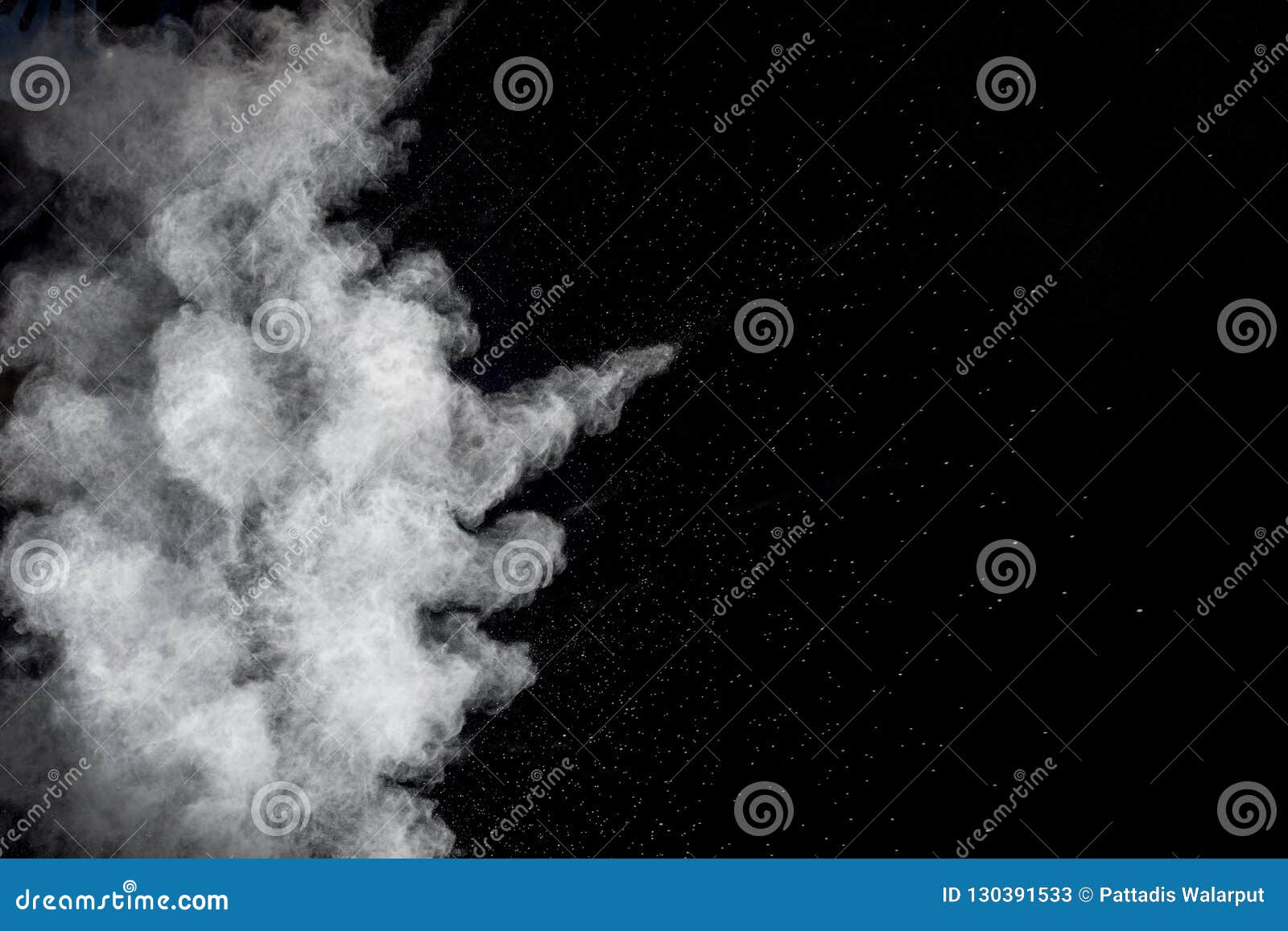 Bizarre Forms of White Powder Explosion Cloud Against Black Background ...