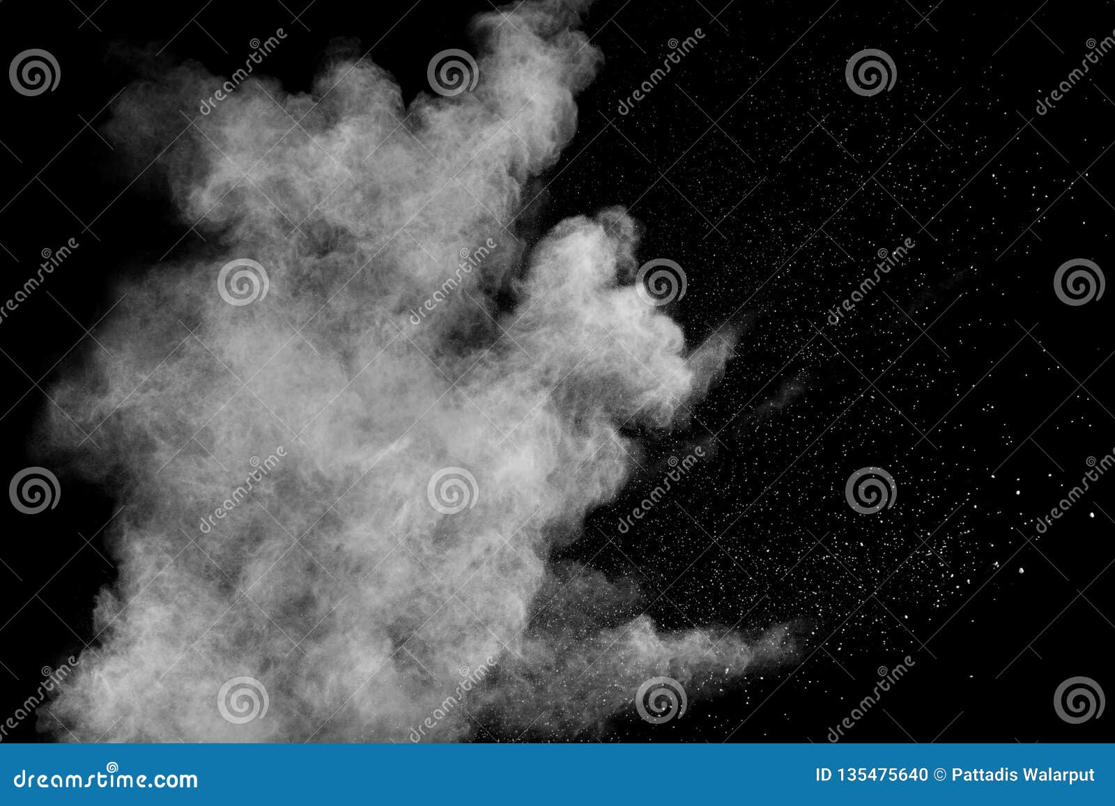 White Dust Particles Splashing on Black Background. Stock Photo - Image ...