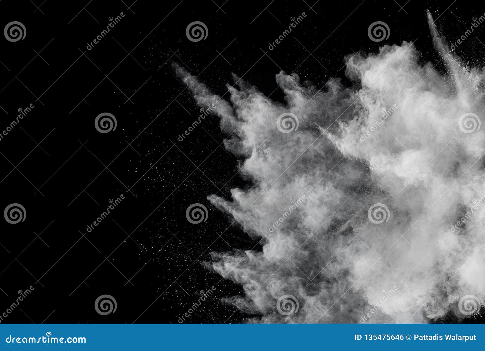 White Dust Particles Splashing on Black Background. Stock Photo - Image ...