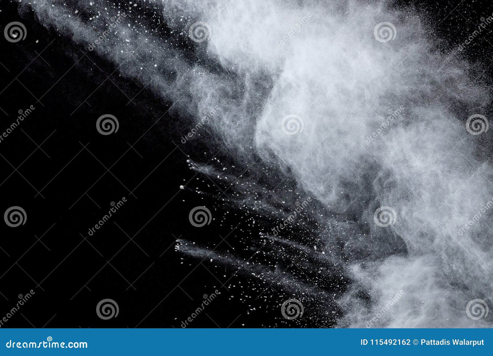 Bizarre Forms of White Powder Explosion Cloud Against Dark Background ...