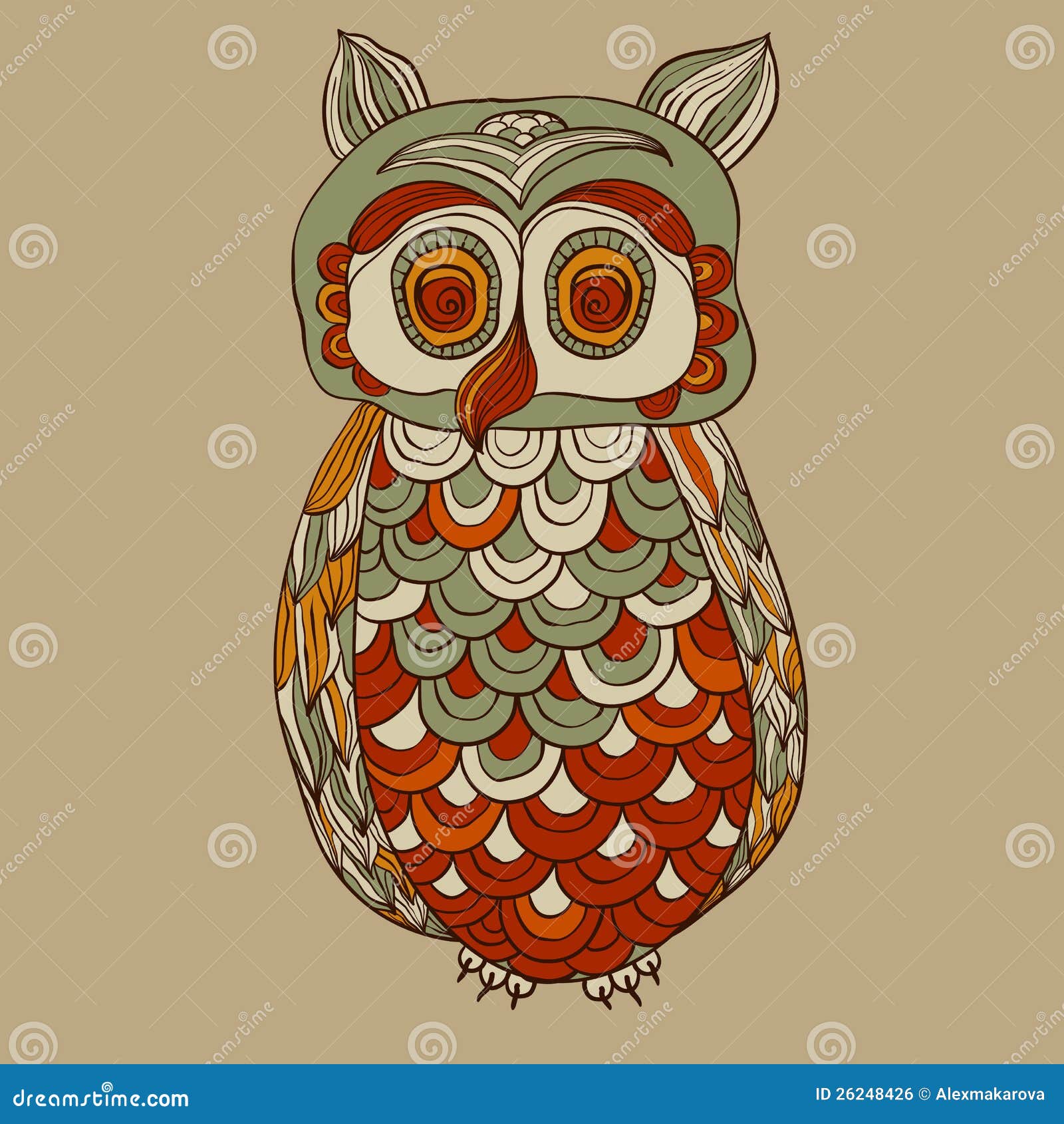 Bizarre Funky Owl stock vector. Illustration of ornate - 26248426