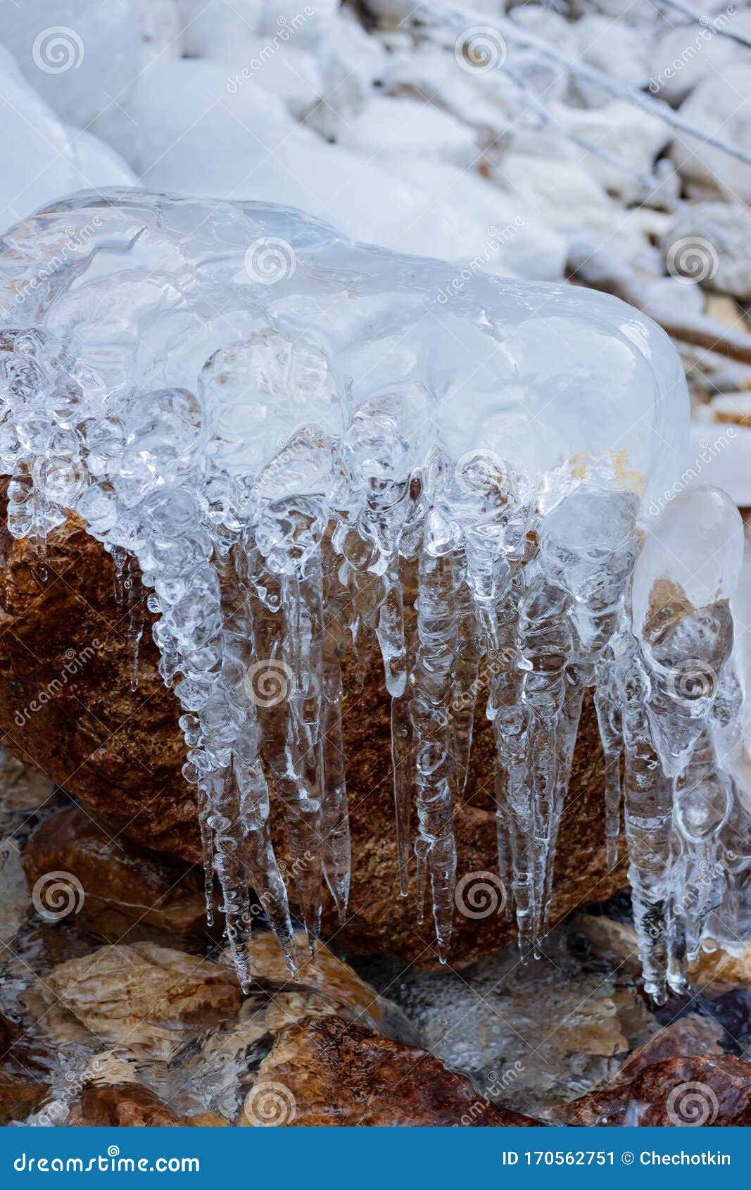 Bizarre Icicles in the Shape of Freaky Jellyfish Stock Image - Image of ...