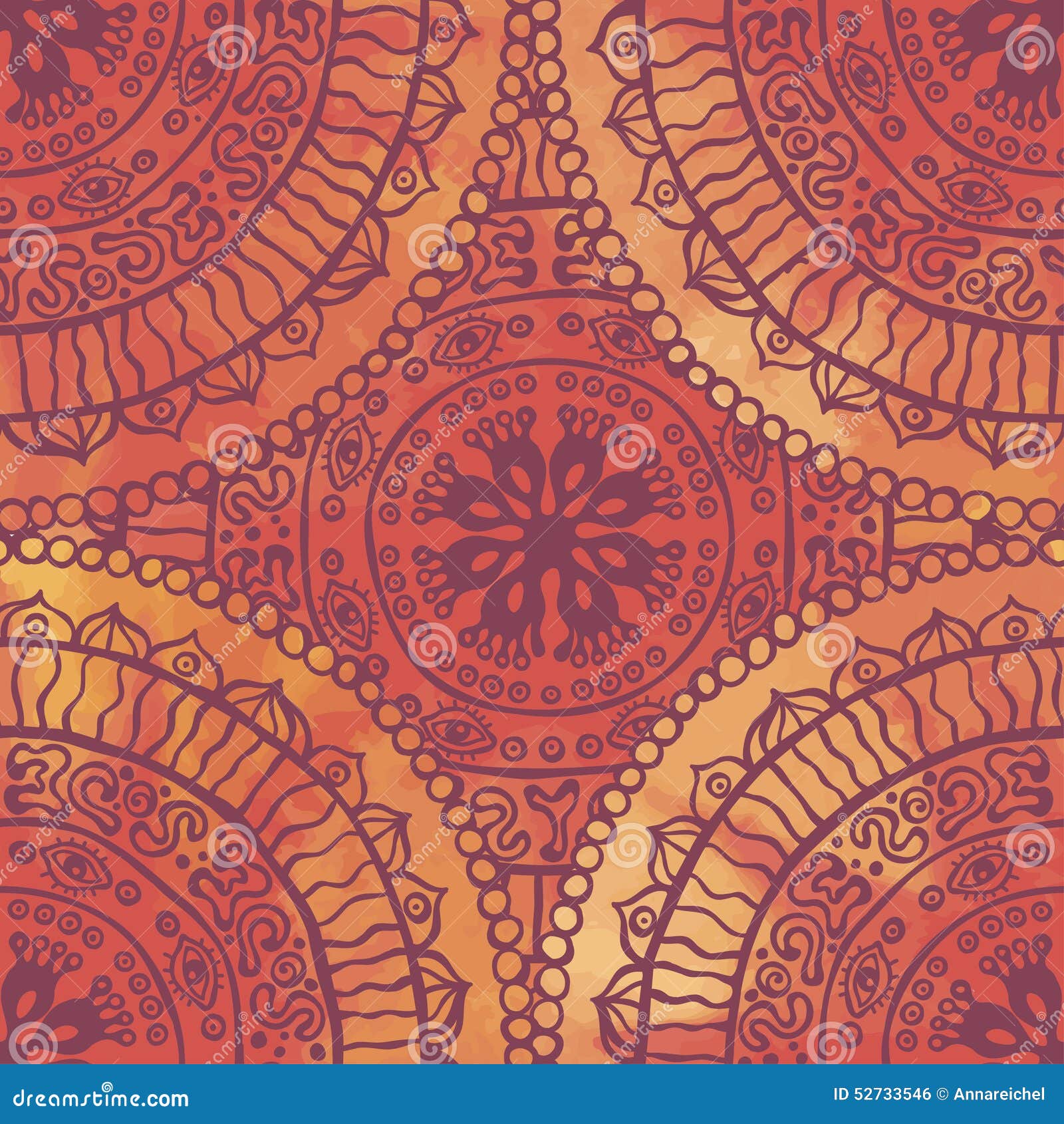 Bizarre Red Ethnic Seamless Pattern Stock Vector - Illustration of ...