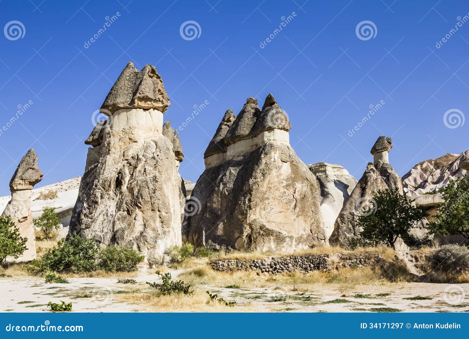 Bizarre Rock Formations of Volcanic Tuff in Cappadocia Stock Image ...