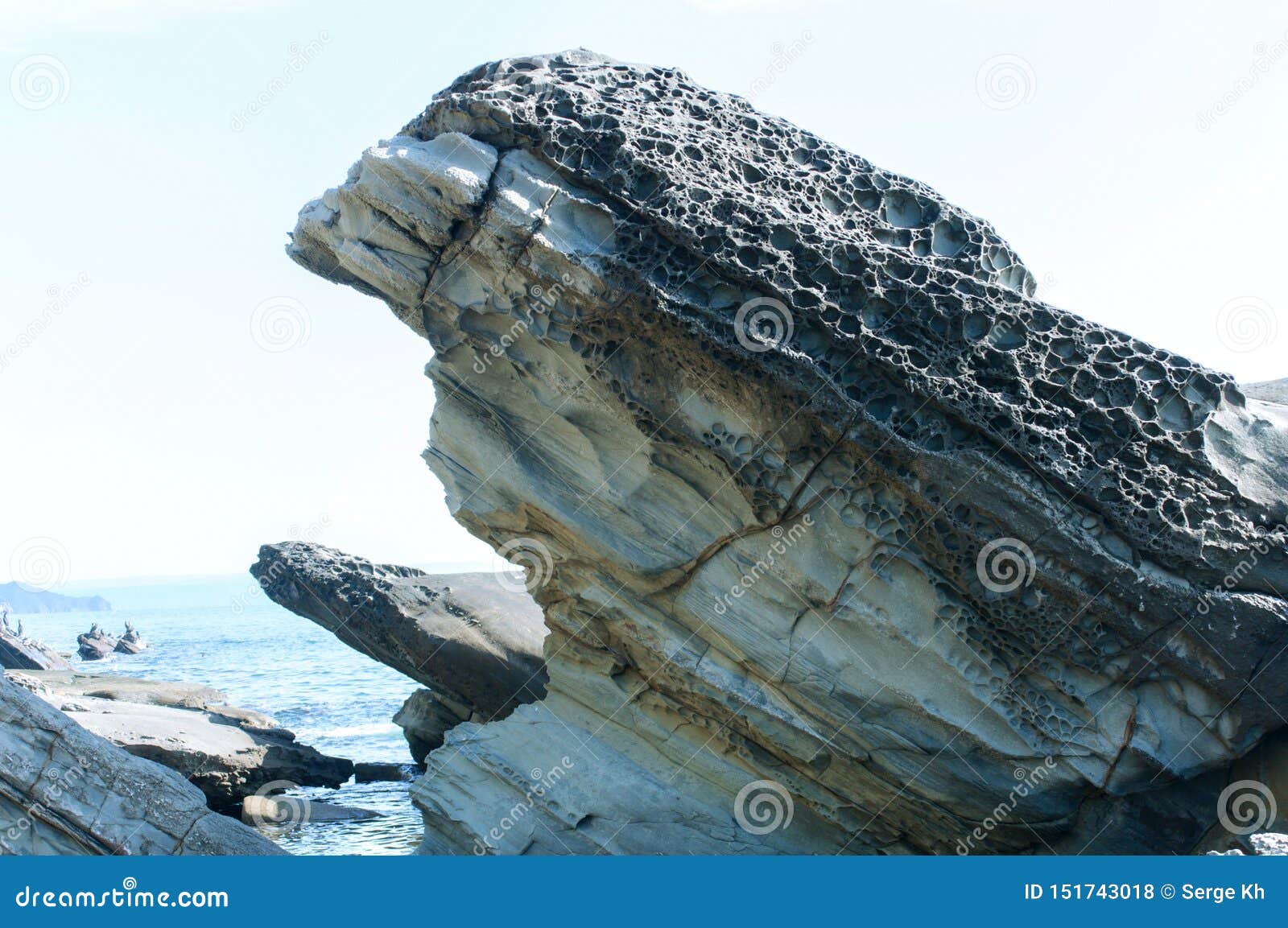 Bizarre Rock on the Seashore of Volcanic Stone Stock Photo - Image of ...