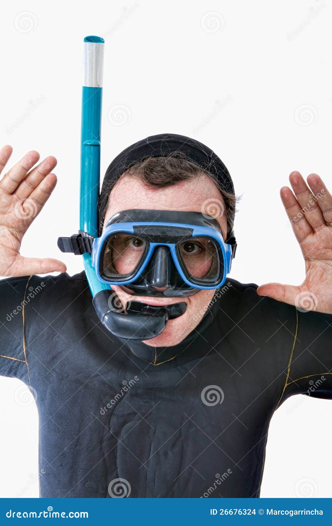 Bizarre Scuba Diver in Serious Expression Stock Photo - Image of ...