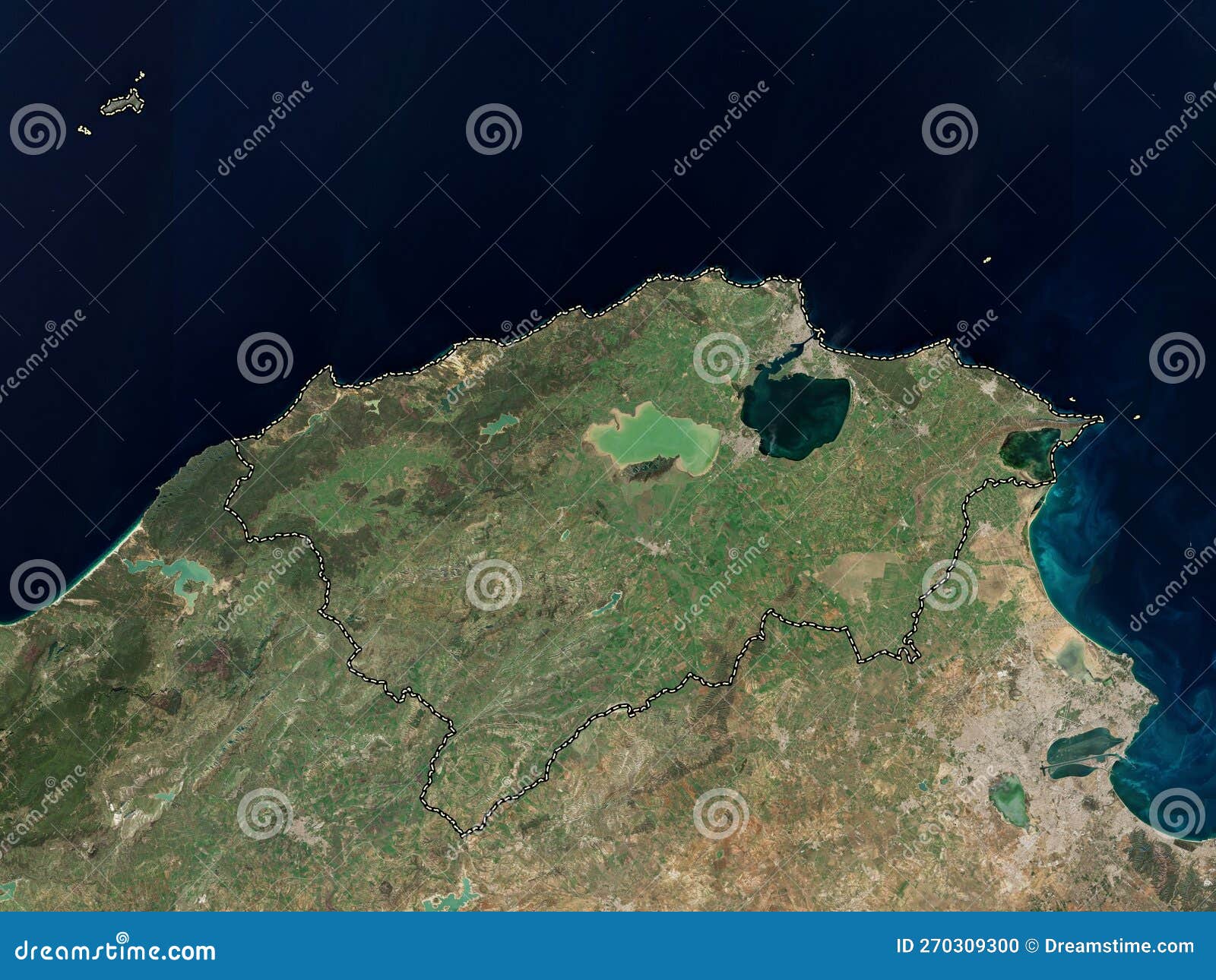 Bizerte, Tunisia. Low-res Satellite. No Legend Stock Illustration ...
