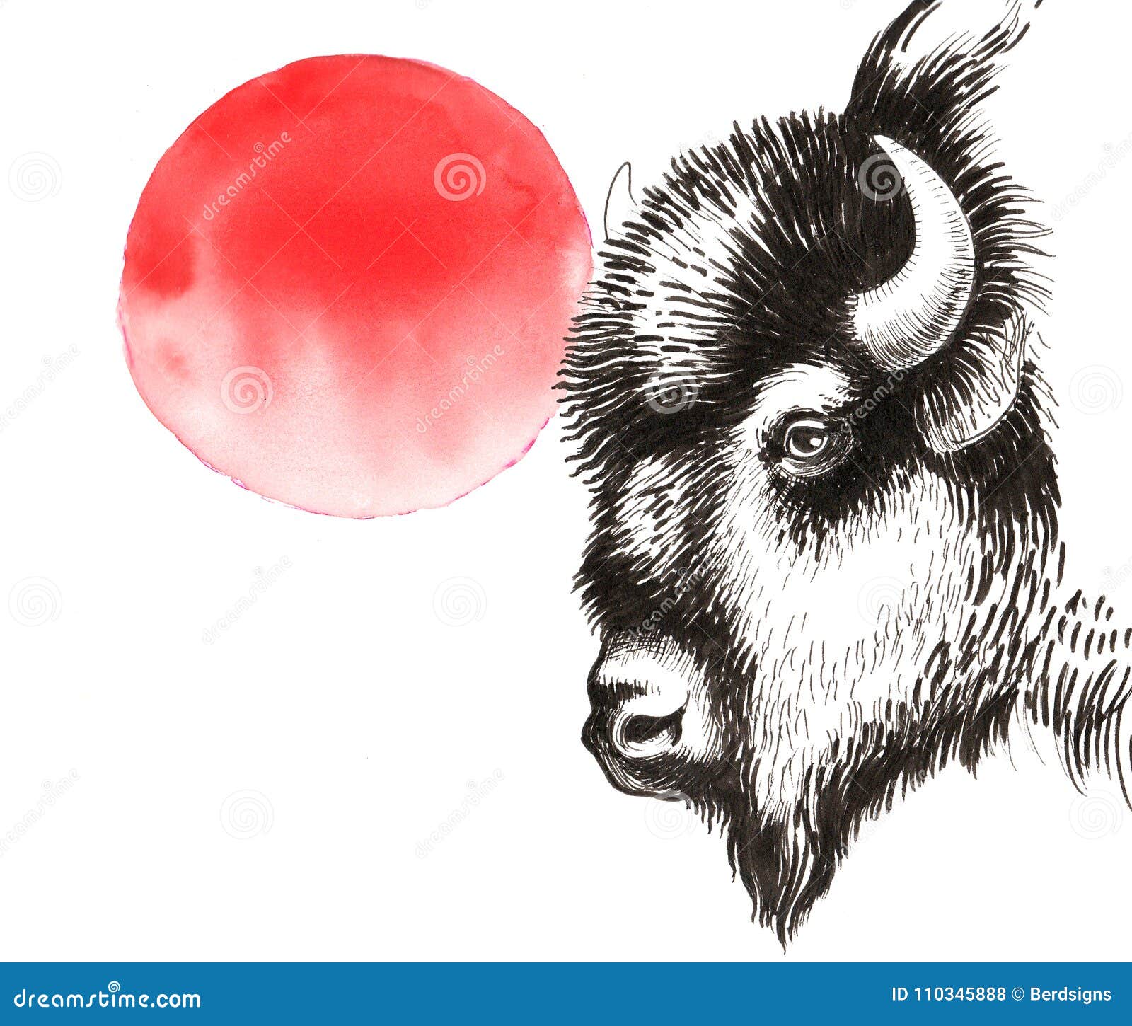 Bizon en zon stock illustratie. Illustration of nave - 110345888