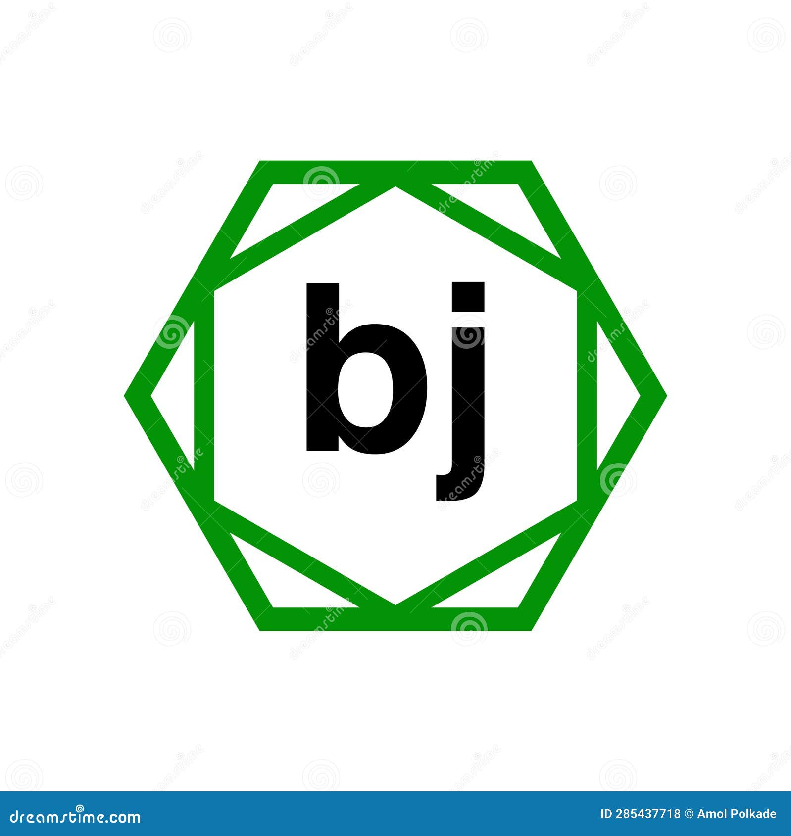 BJ Company Monogram with Green Diamond. BJ Icon Stock Vector ...