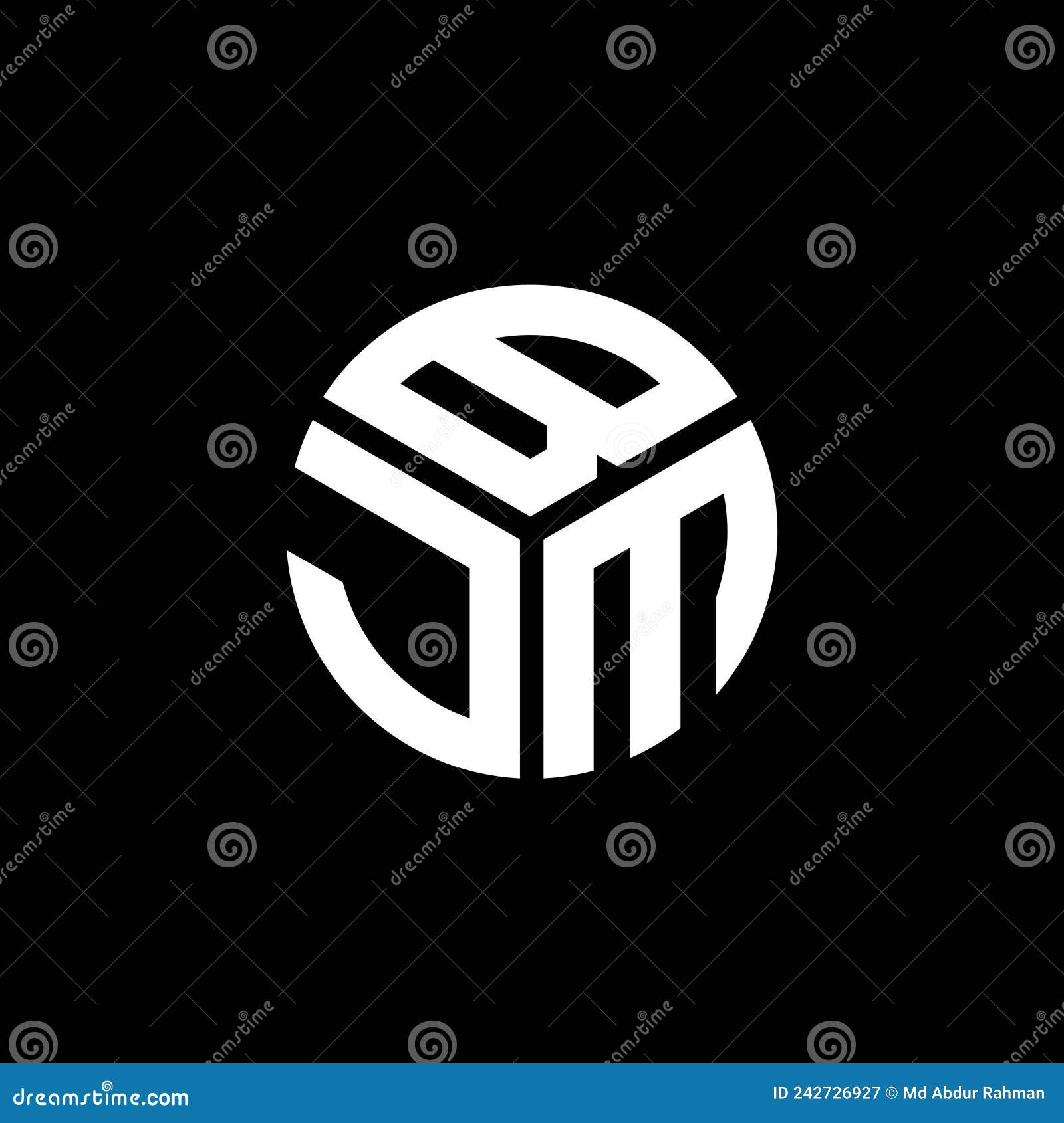 BJM Letter Logo Design on Black Background. BJM Creative Initials ...