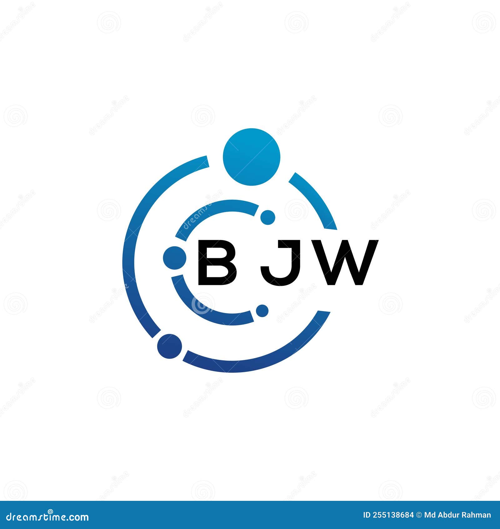 BJW Letter Logo Design on White Background. BJW Creative Initials ...