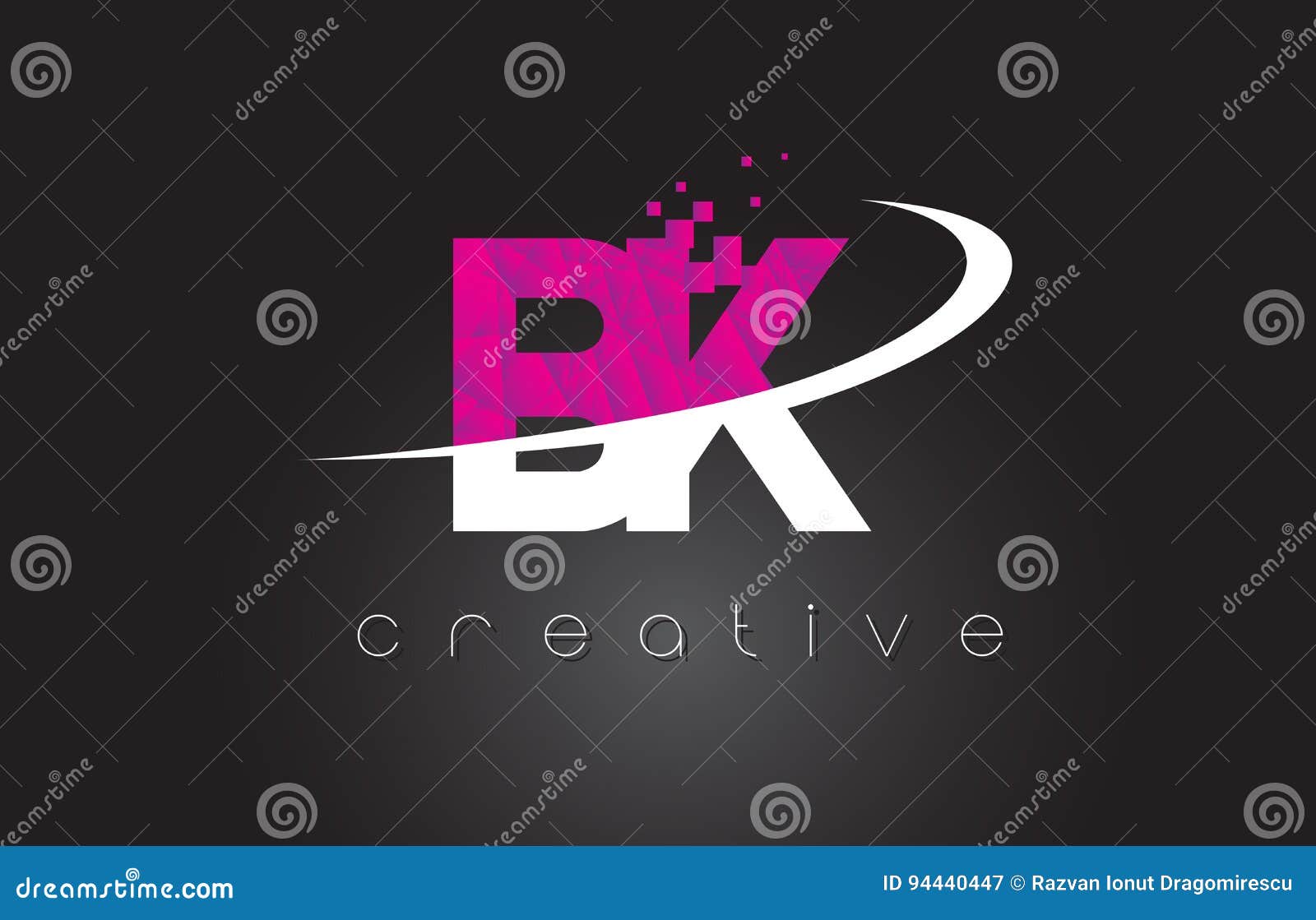 BK B K Creative Letters Design with White Pink Colors Stock Vector ...