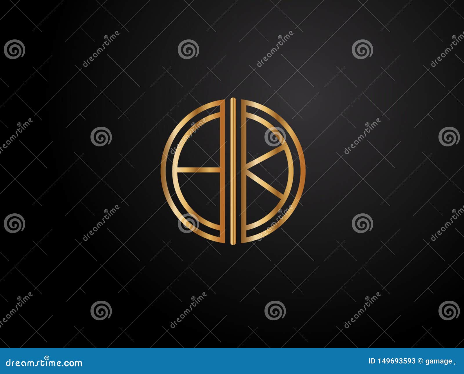 BK Initial Circle Shape Gold Color Later Logo Design Stock Vector ...