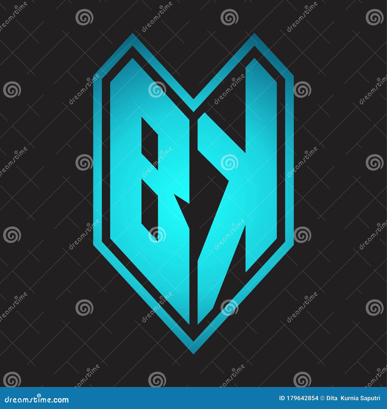 BK Logo Monogram with Emblem Line Style Isolated on Blue Gradient ...