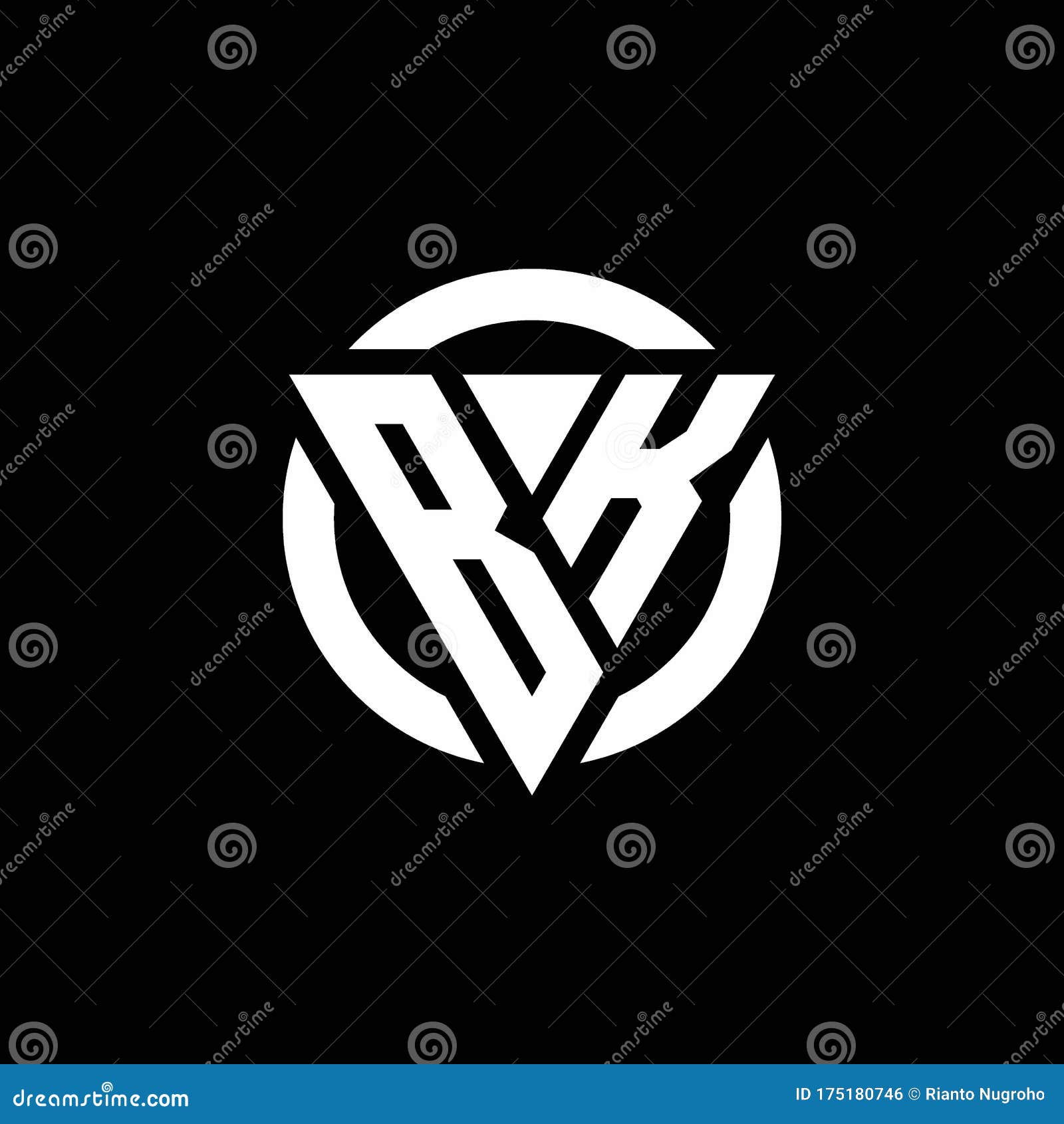 BK Logo with Triangle Shape and Circle Rounded Design Template Stock ...