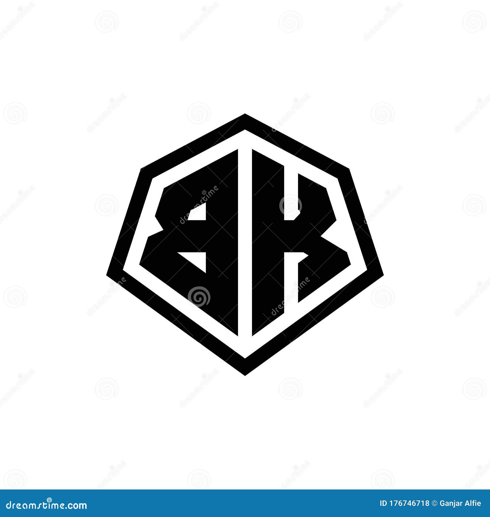 BK Monogram Logo with Hexagon Shape and Line Rounded Style Design ...