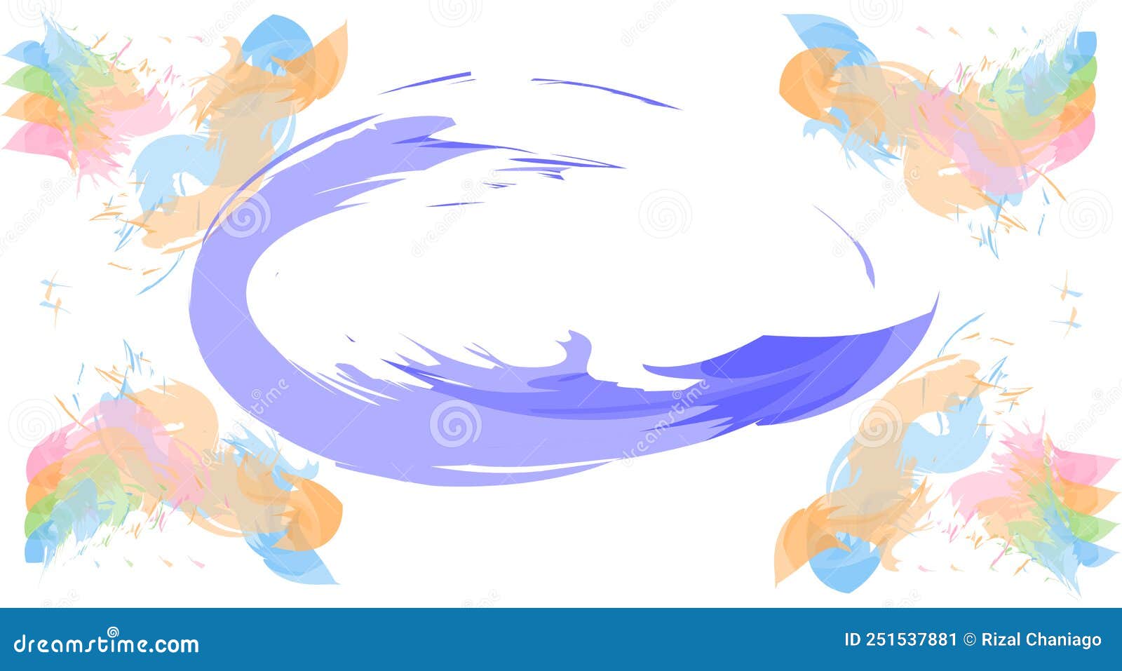 Purple Outline and Colorful Abstract Painting on Each Corner in White ...